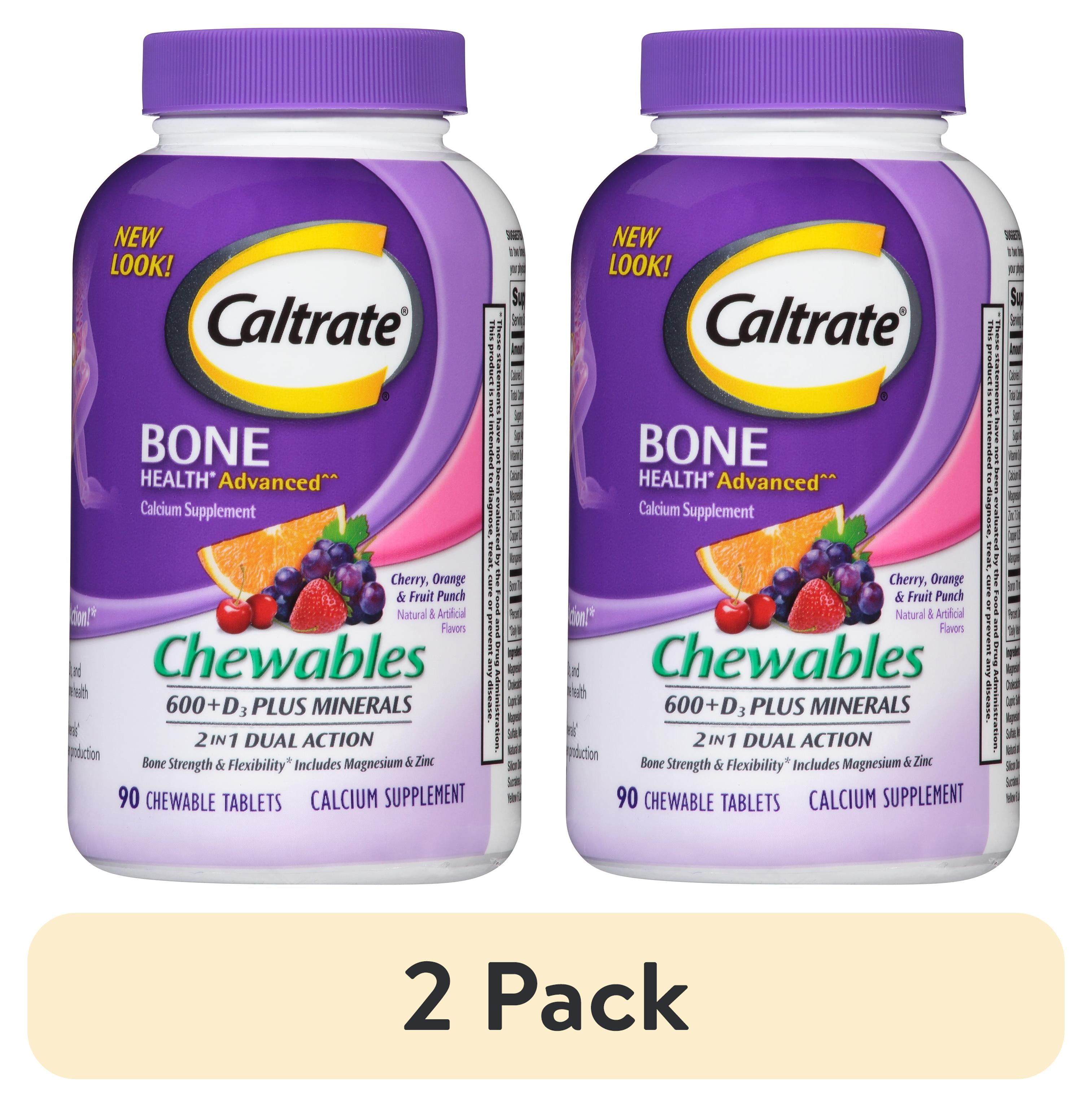 (2 pack) Caltrate Chewables Calcium Vitamin D Supplement - 90 Count ...