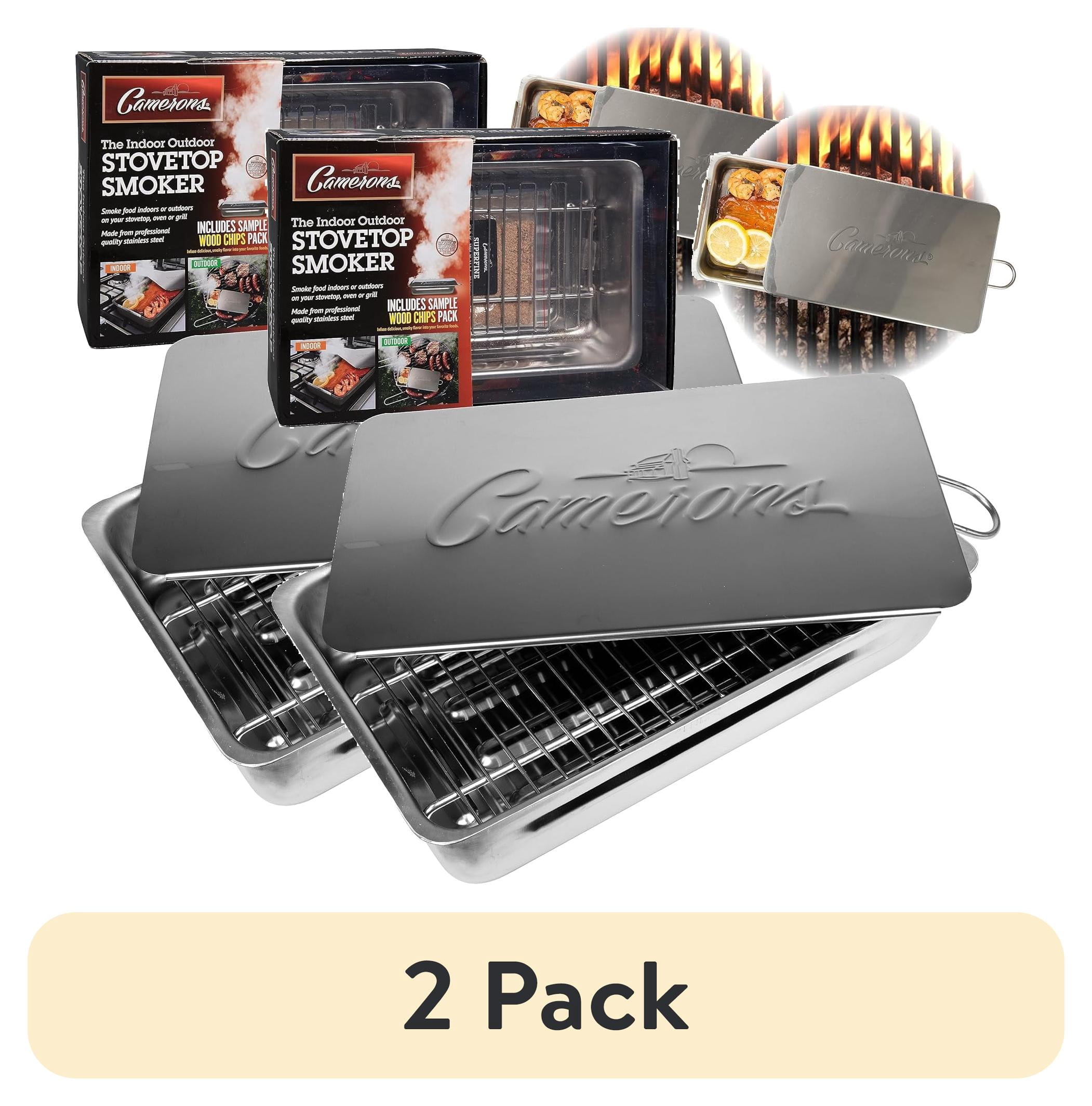 (2 pack) Camerons Indoor Outdoor Stovetop Smoker - Stainless Steel ...