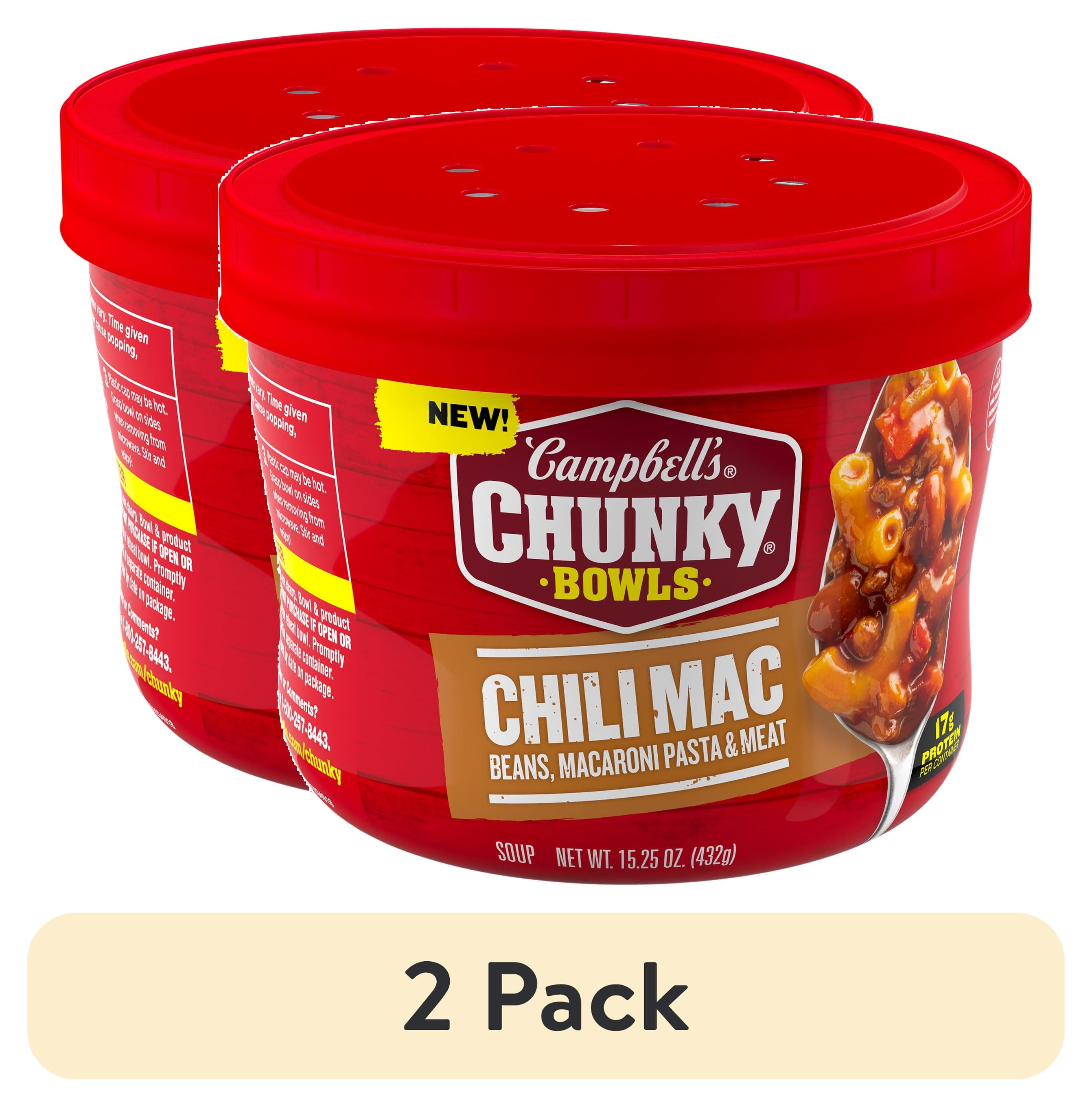 (2 pack) Campbell’s Chunky Soup, Chili Mac Soup, 15.25 oz Microwavable ...