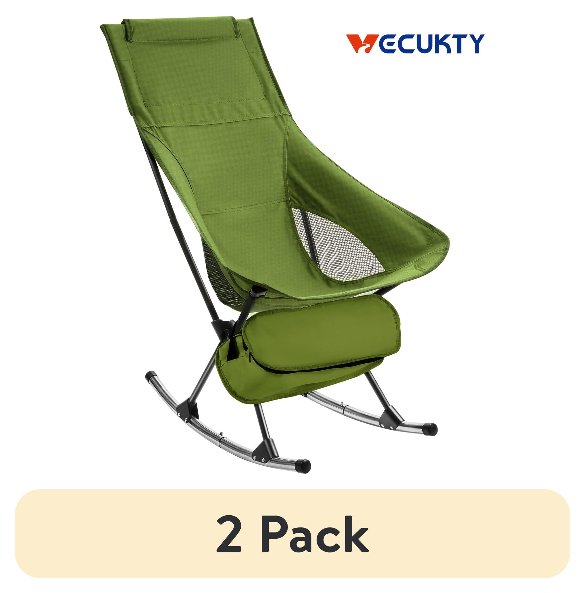 (2 pack) Camping Chair, Vecukty High Back Rocking Chair 165 lbs ...
