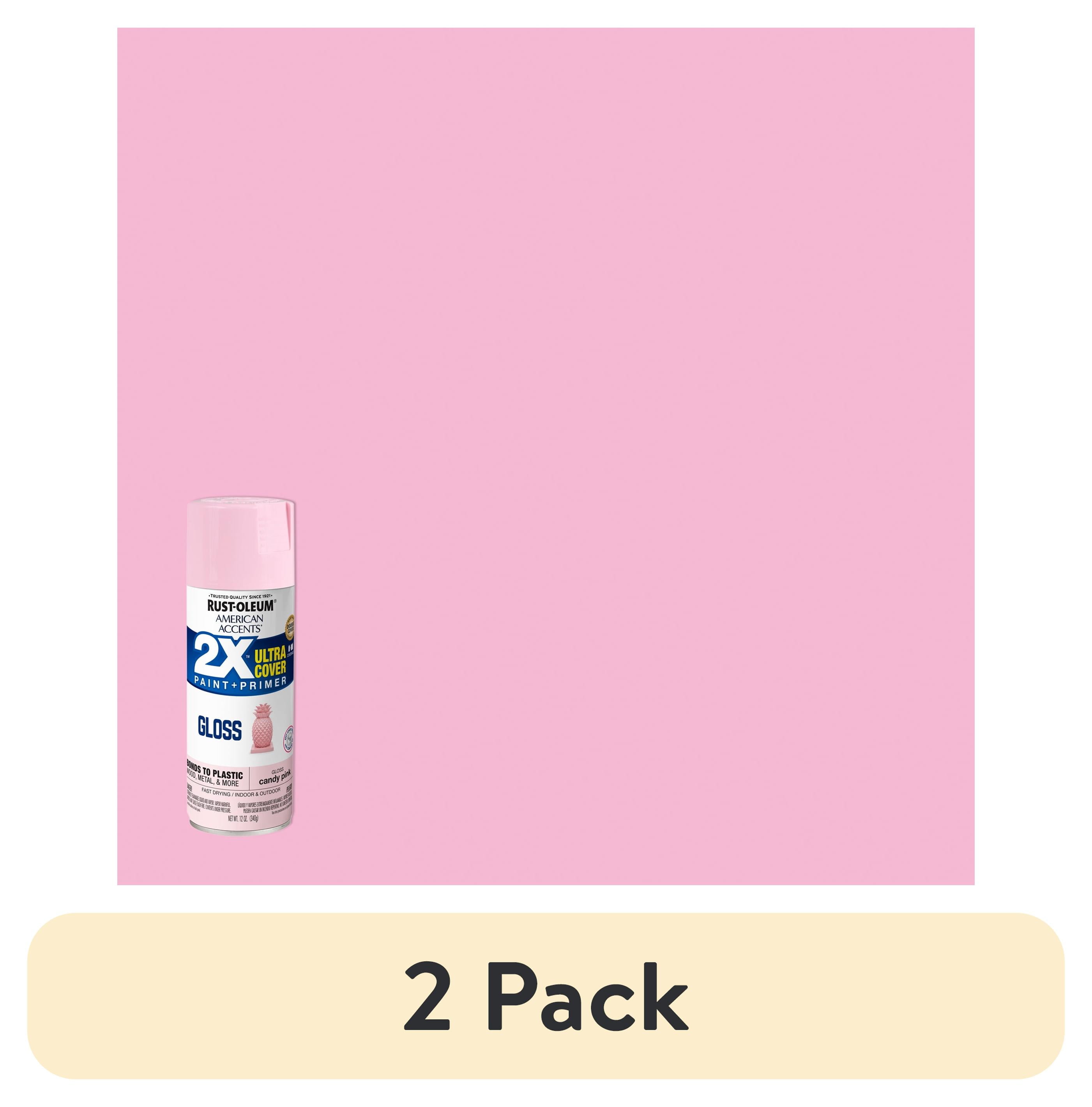 (2 pack) Candy Pink, Rust-Oleum American Accents 2X Ultra Cover Gloss Spray Paint- 12 oz, 6 Pack ...