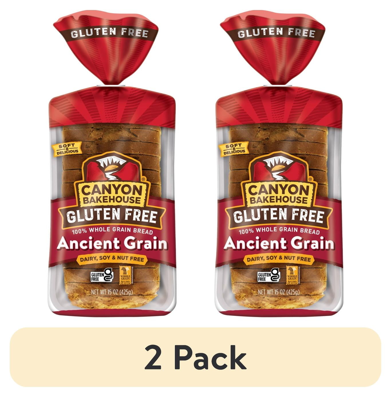 (2 pack) Canyon Bakehouse Ancient Grain Gluten Free Bread, 100% Whole ...