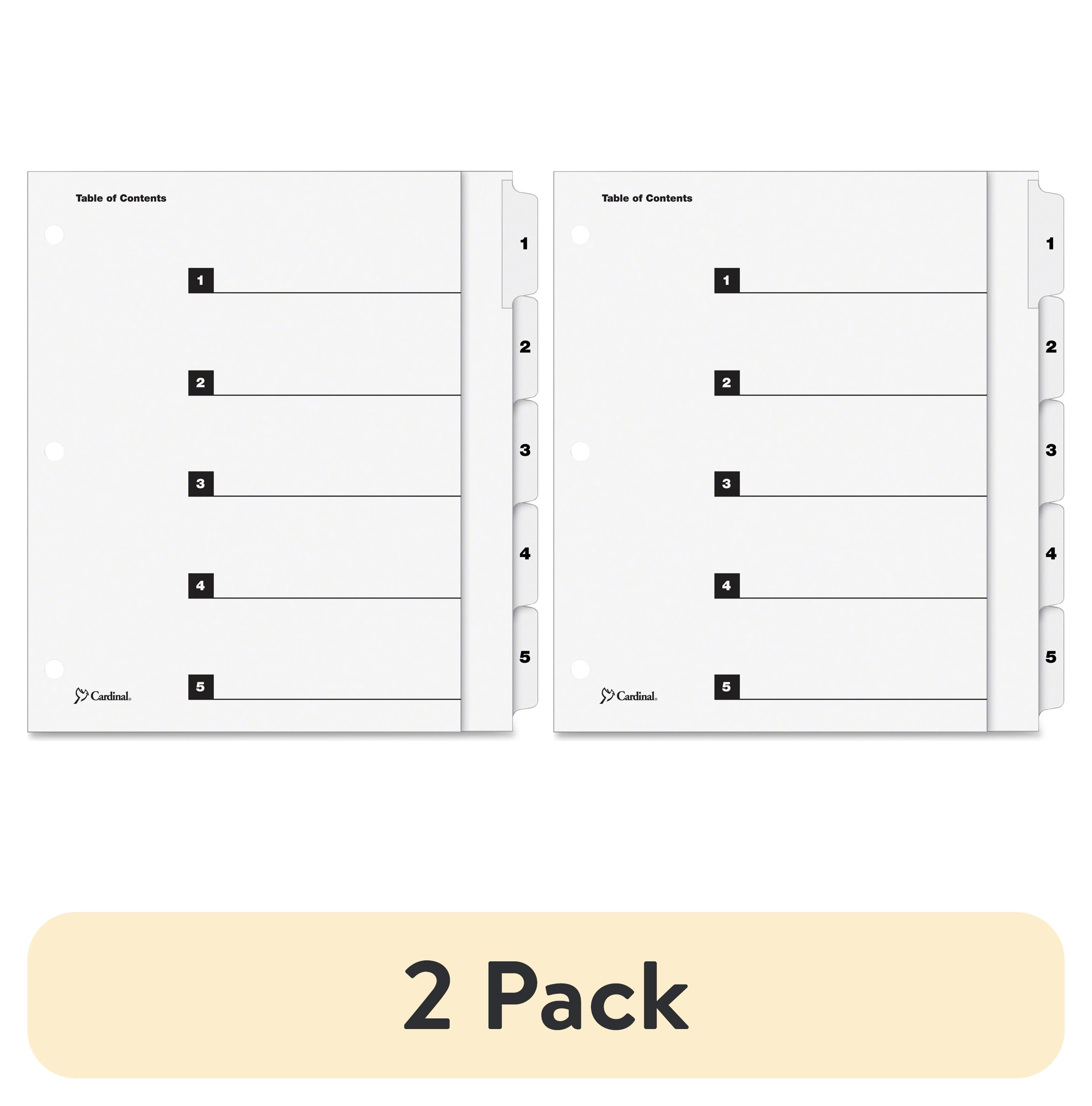 (2 pack) Cardinal, CRD61313, OneStep Index System 5-Tab Dividers, 1 ...