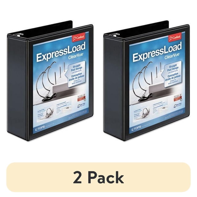 (2 pack) Cardinal ExpressLoad ClearVue Locking D-Ring Binder, 3" Cap ...