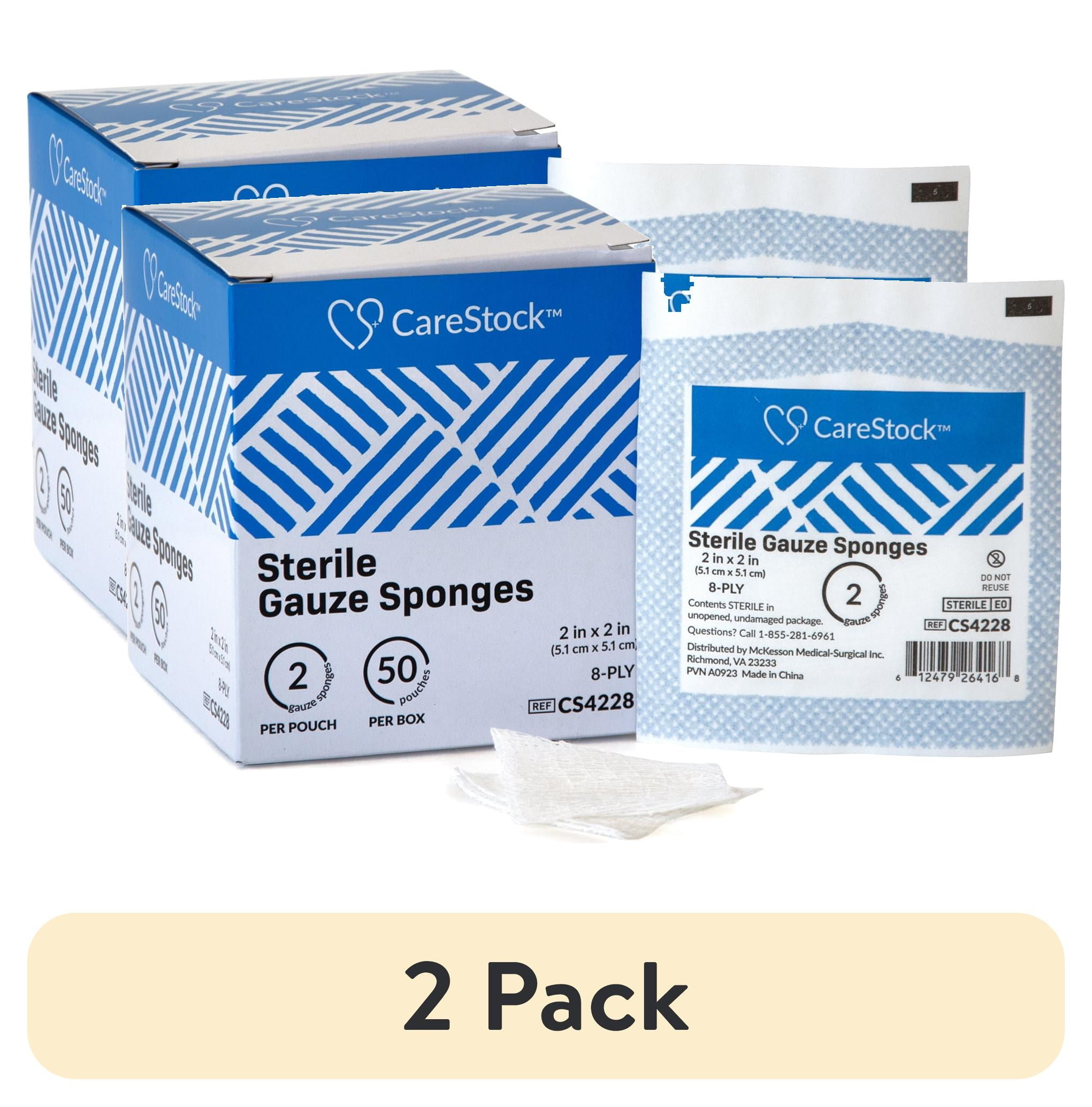 (2 pack) CareStock Gauze Sponge - Highly Absorbent, Medical-Grade ...