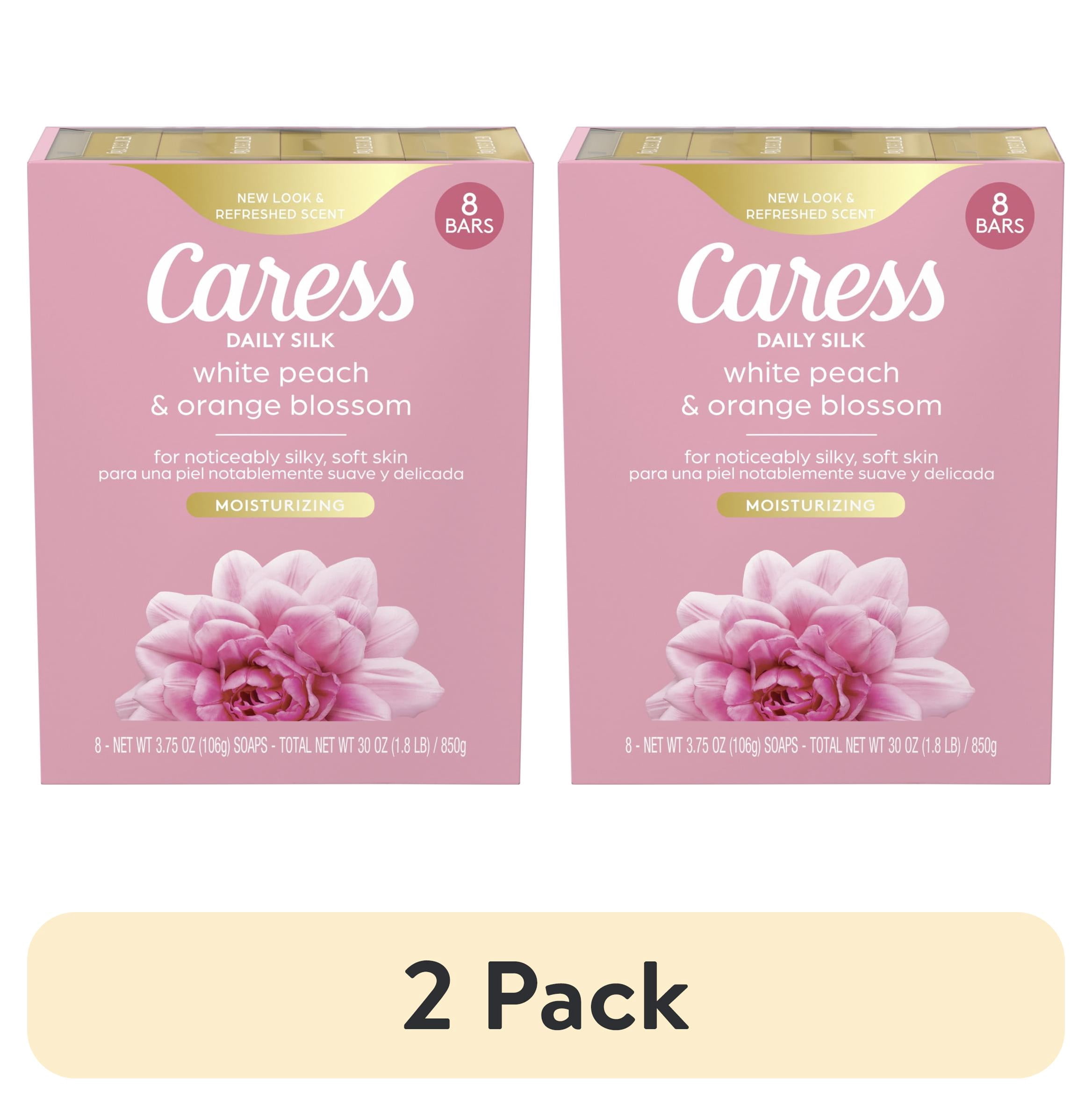 (2 pack) Caress Bar Soap for Women, Daily Silk White Peach & Orange ...