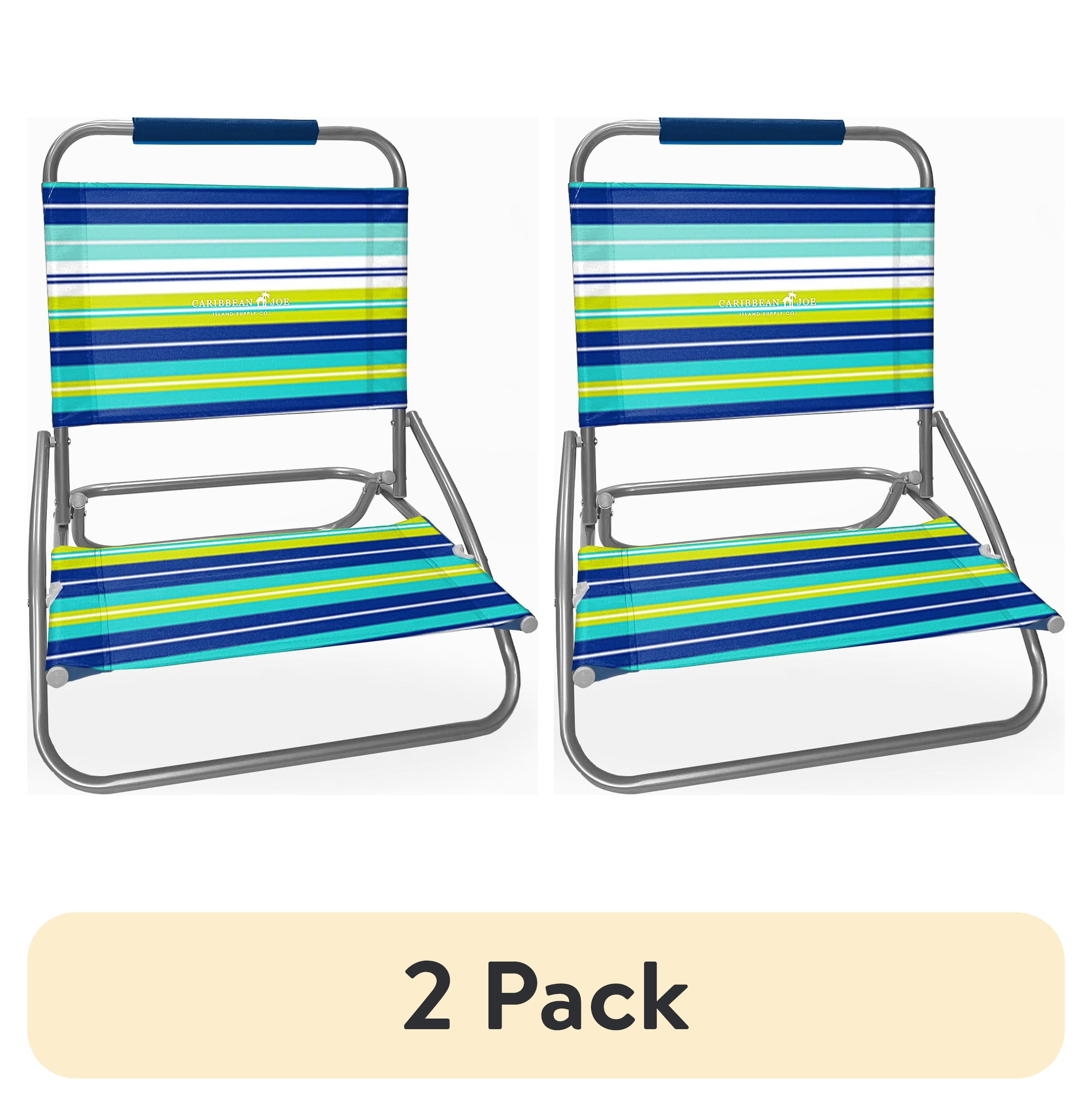(2 pack) Caribbean Joe Canvas Armless Folding & Stacking Chair, Lime ...