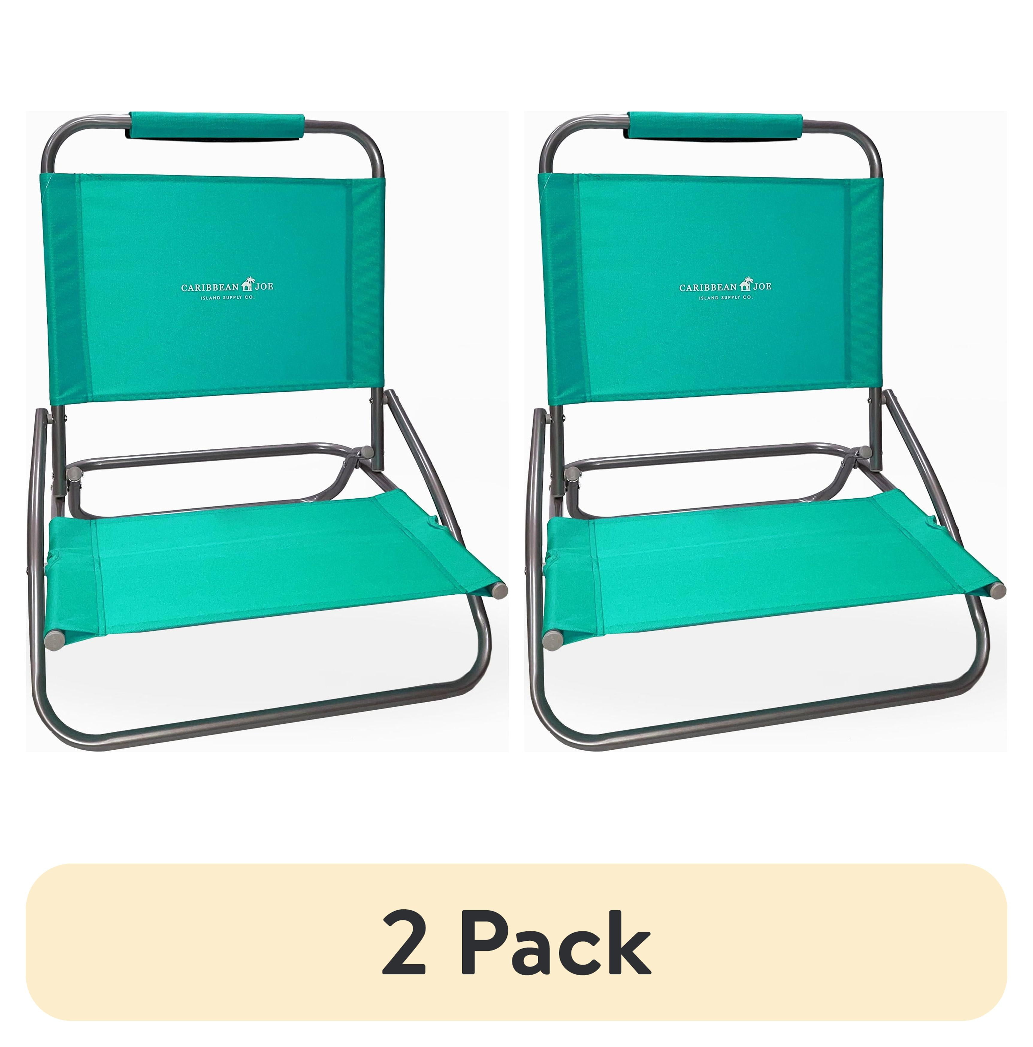 (2 pack) Caribbean Joe One Position Folding Beach Chair, Aqua - Walmart.com
