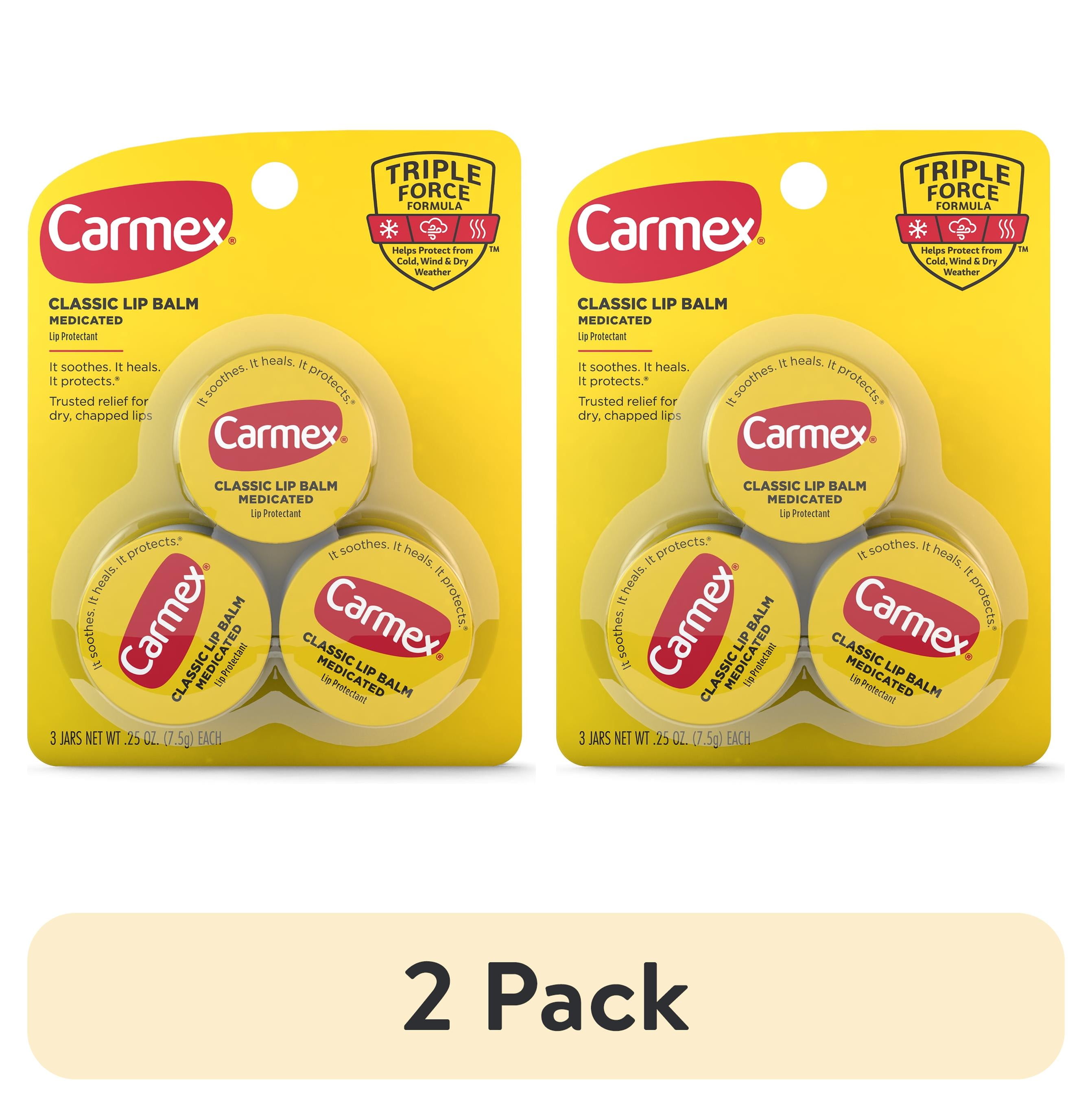 (2 pack) Carmex Classic Medicated Lip Balm Jars, Lip Protectant, 0.25 ...