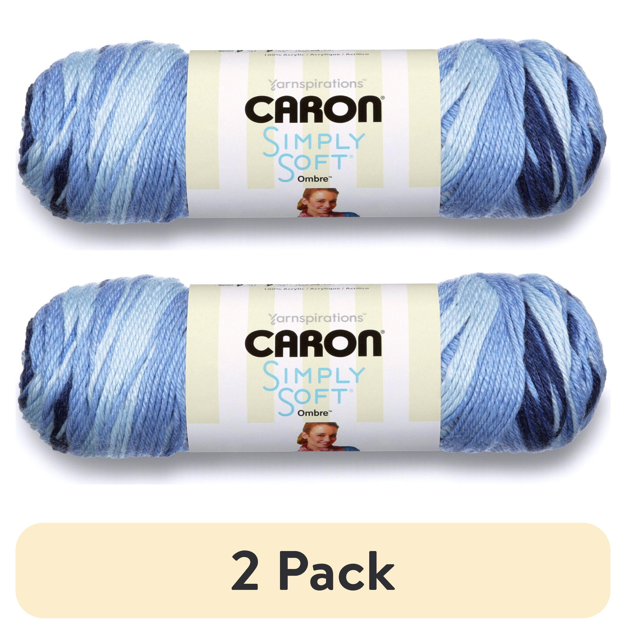 (2 pack) Caron Simply Soft Ombre 4 Medium Acrylic Yarn, Saturday Blue ...