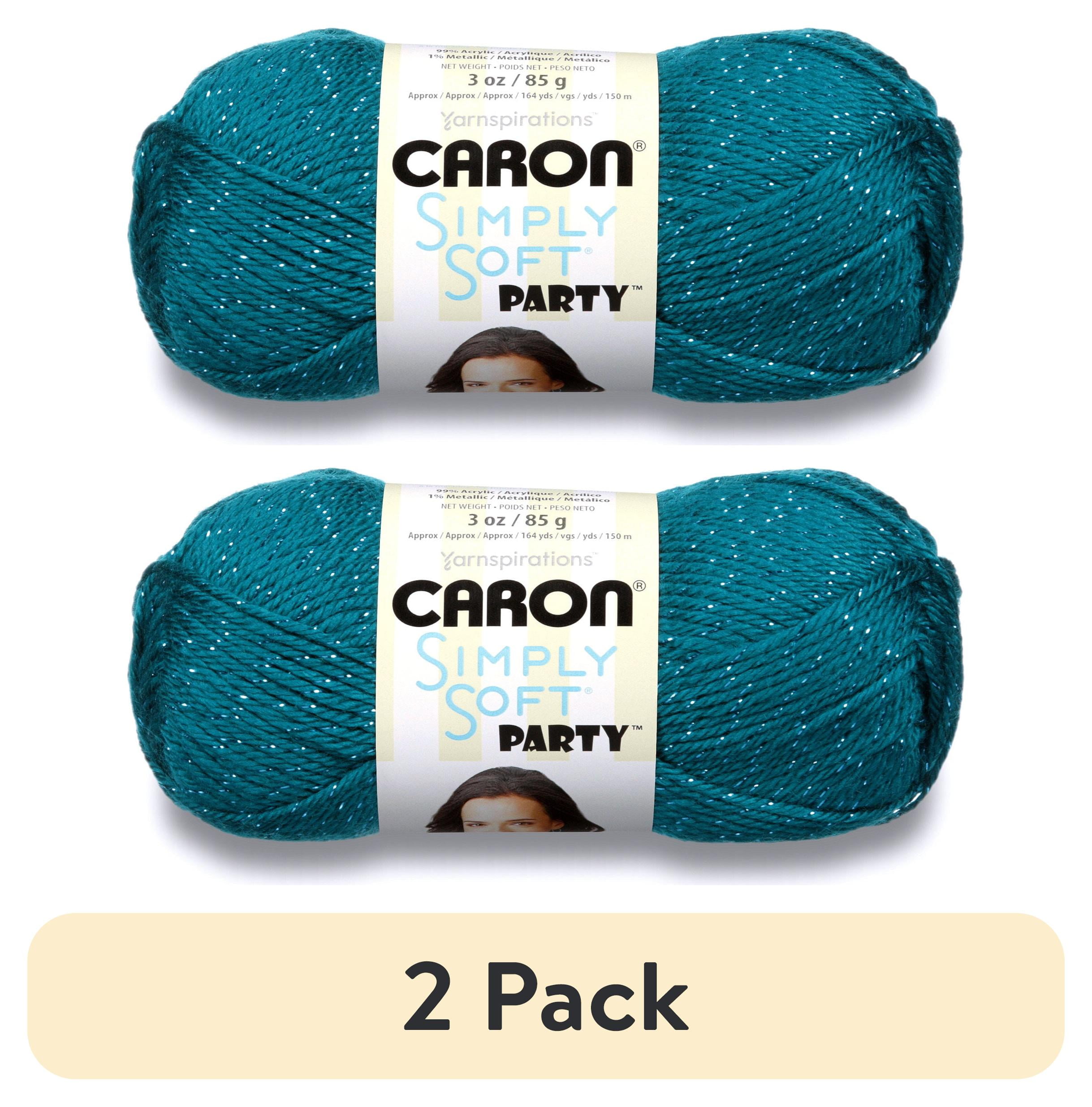 (2 pack) Caron Simply Soft Party 4 Medium Acrylic Yarn, Teal Sparkle ...