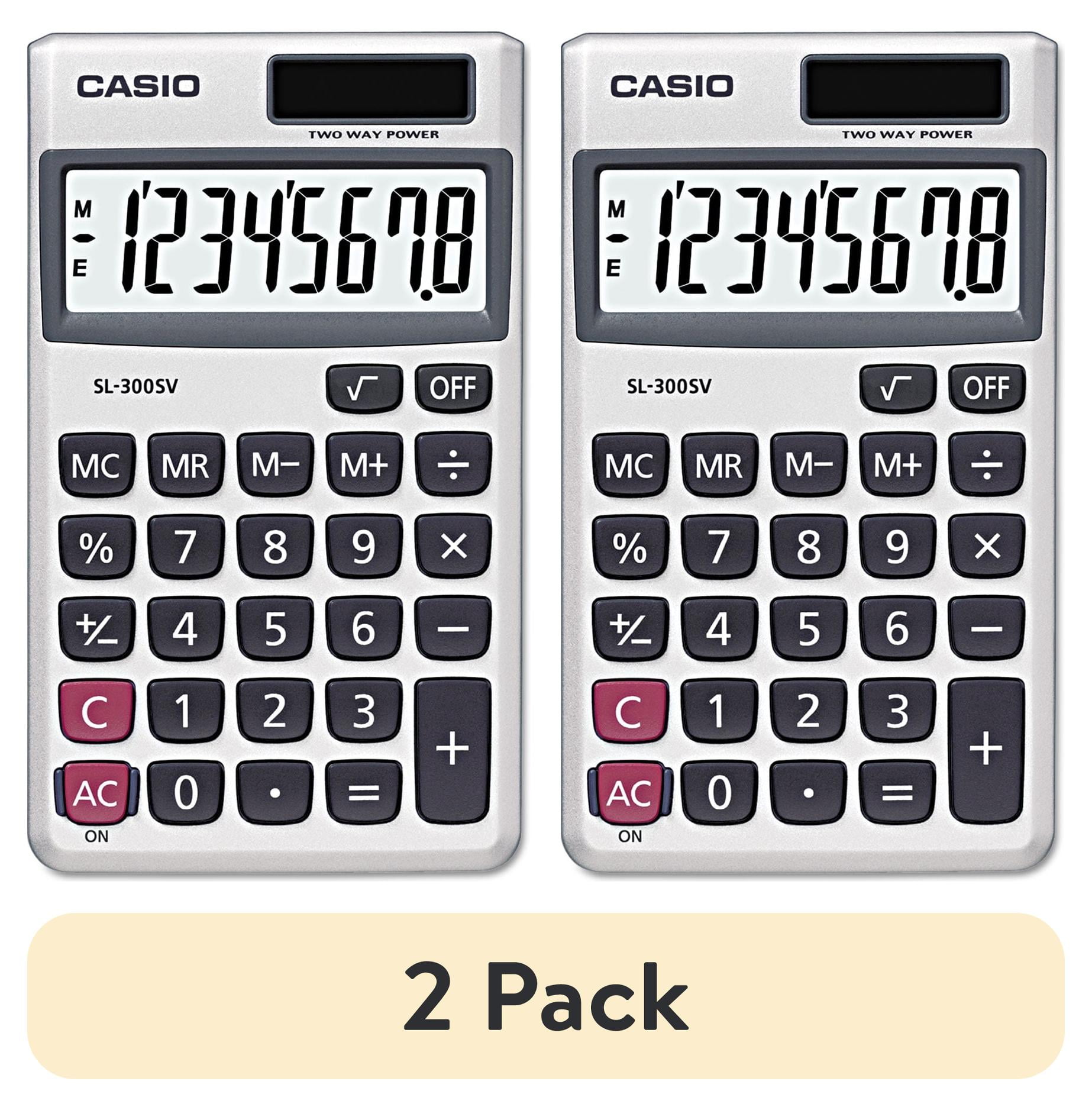 (2 pack) Casio Wallet Solar Calculator with 8-Digit Display - Walmart.com