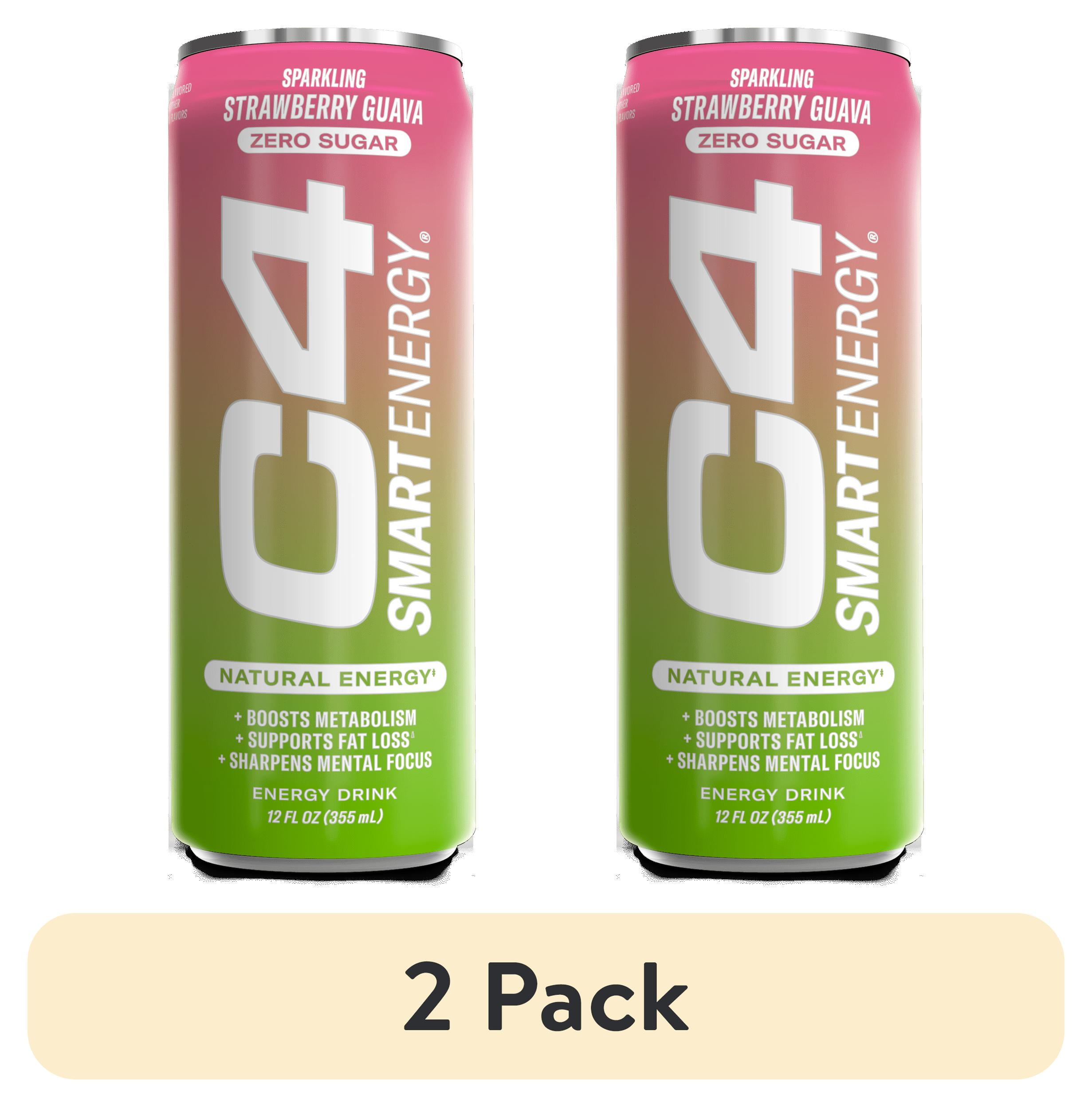 (2 pack) Cellucor C4 Smart Energy Drink, Sparkling Strawberry Guava ...