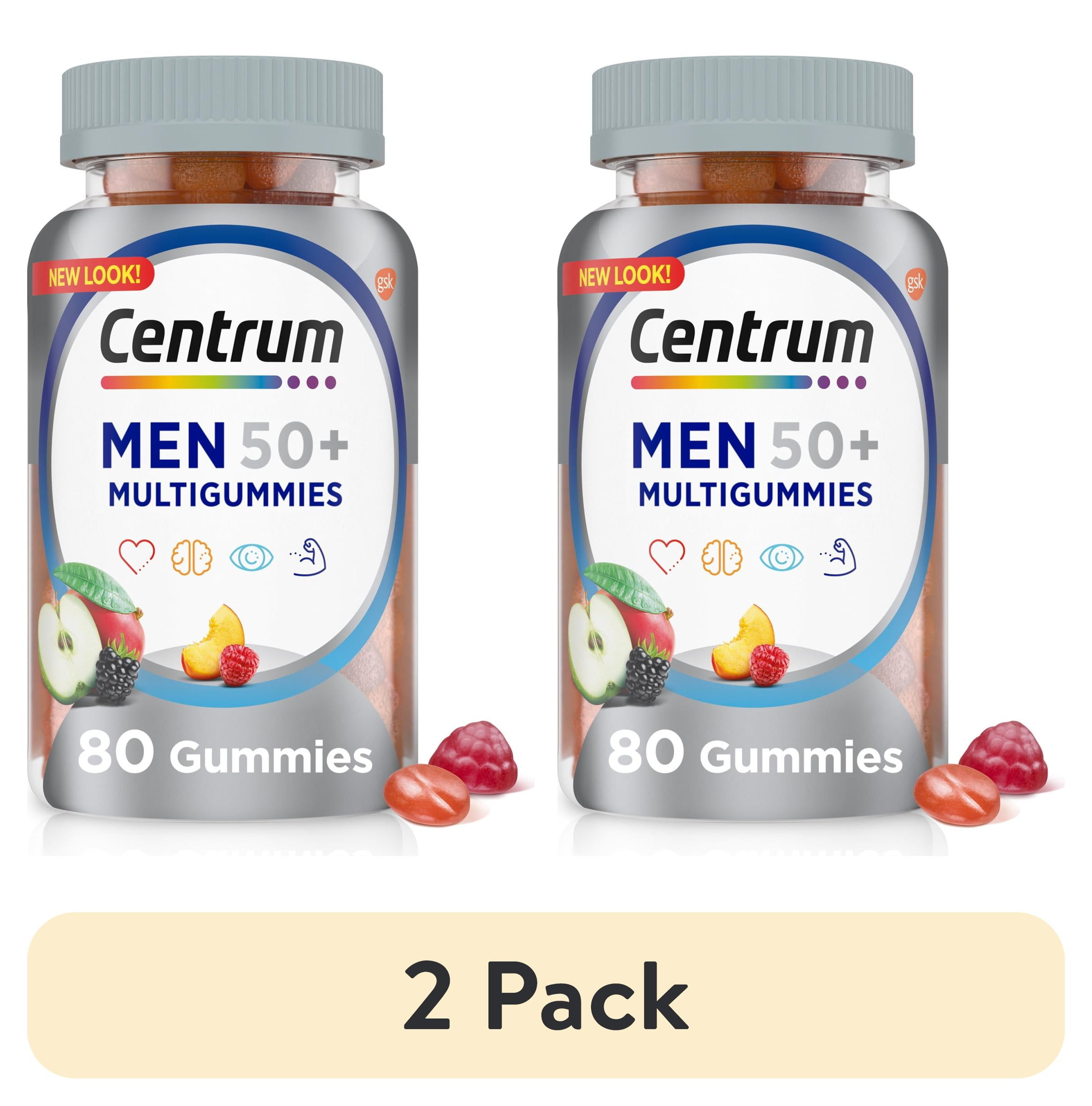(2 pack) Centrum Multigummies Mens 50 Plus Gummy Vitamins, Multivitamin ...