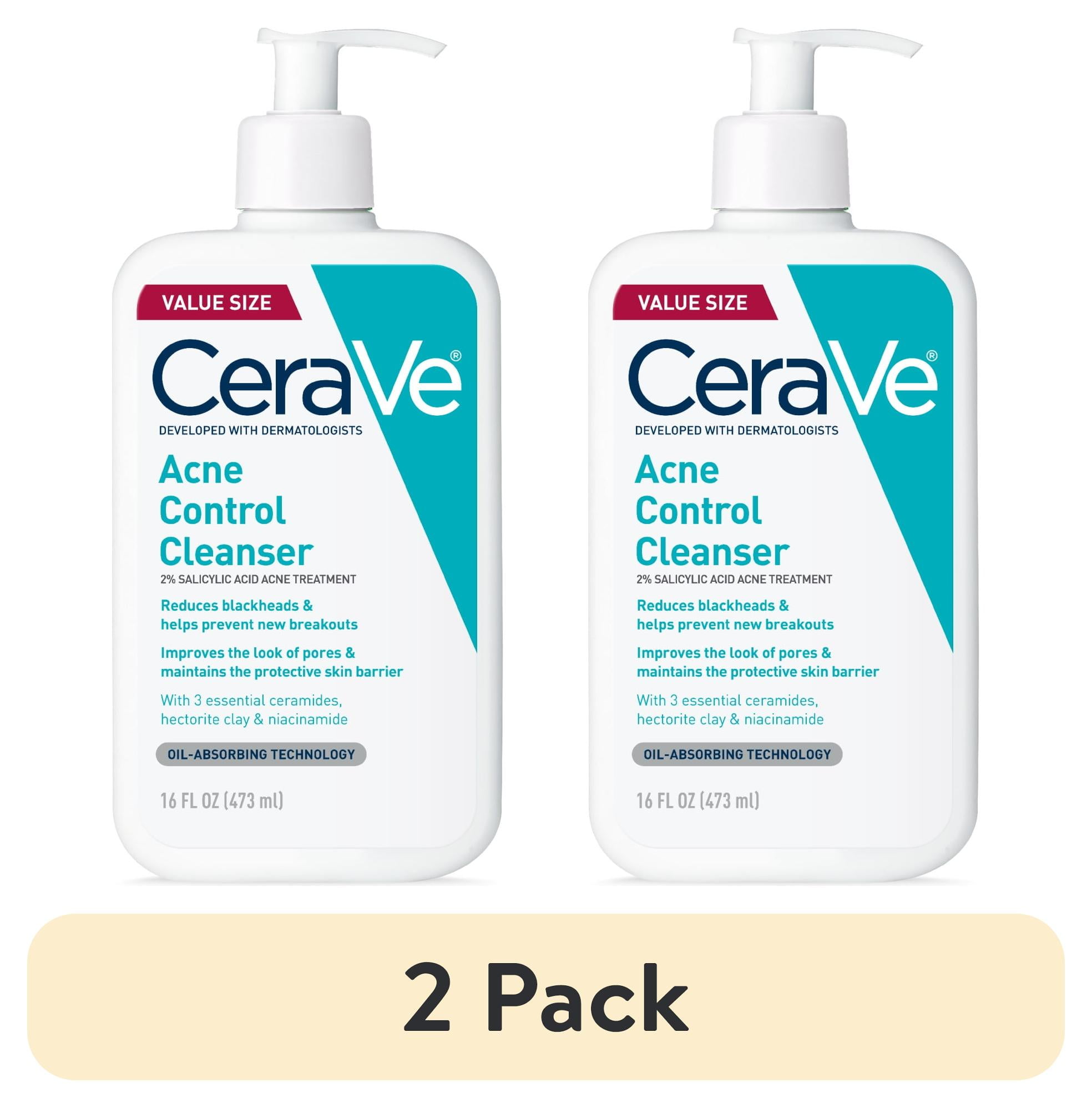 (2 pack) CeraVe Acne Control Face Cleanser with 2% Salicylic Acid to ...