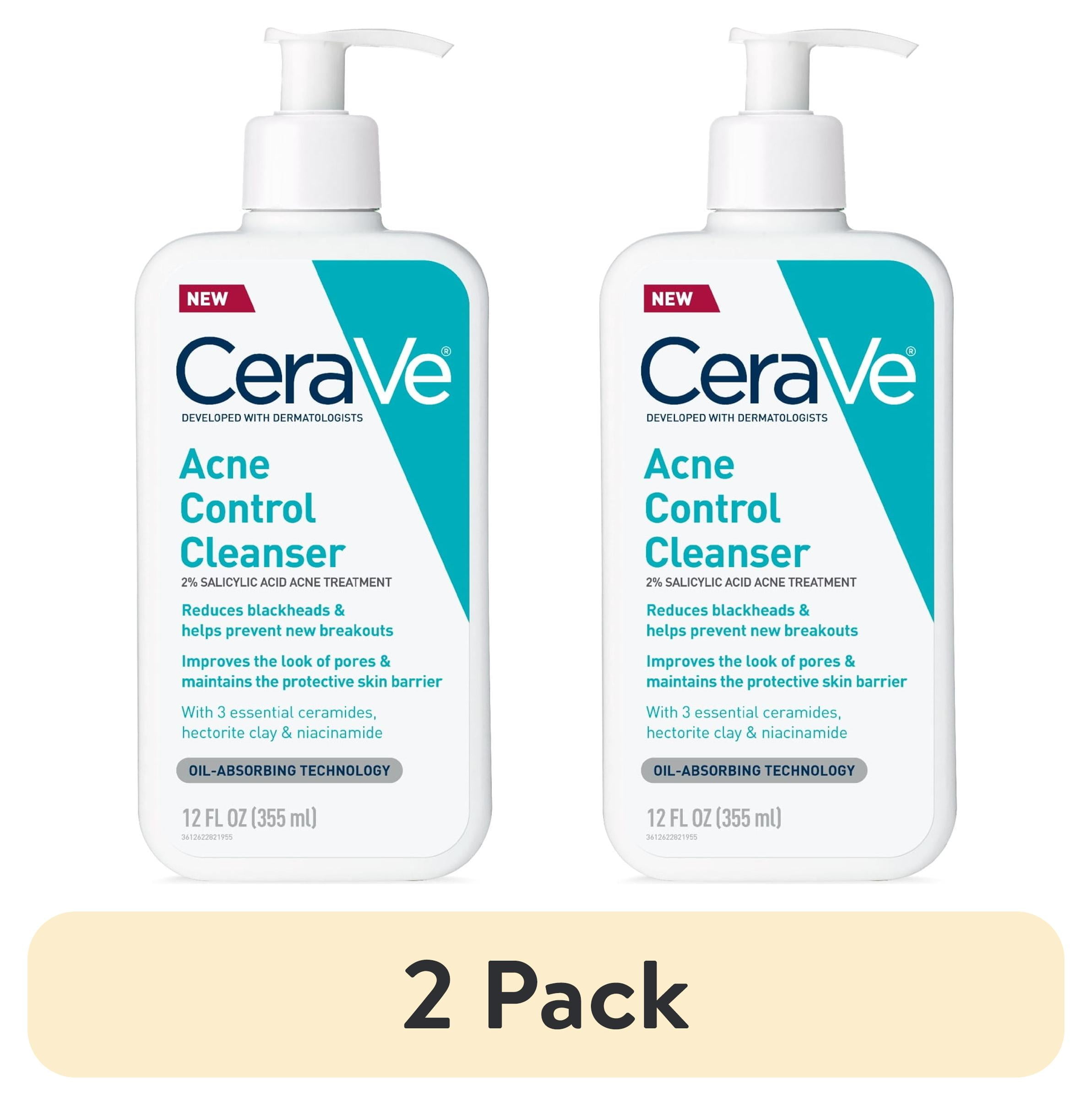 (2 pack) CeraVe Acne Control Face Cleanser with 2% Salicylic Acid to ...