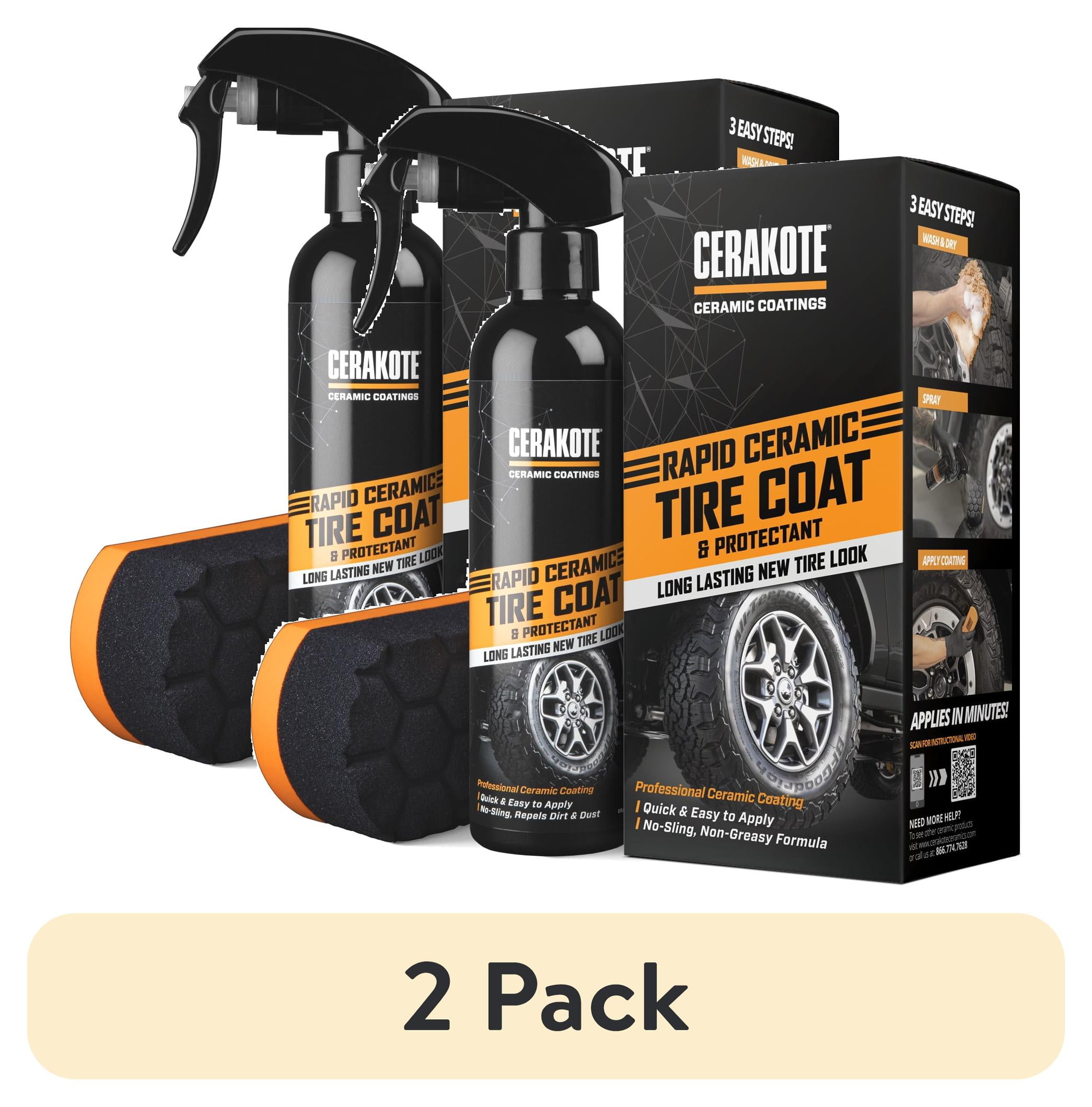 (2 pack) Cerakote Rapid Ceramic Tire Coat - Long Lasting Tire Shine, Quick Drying - 8 fl oz ...