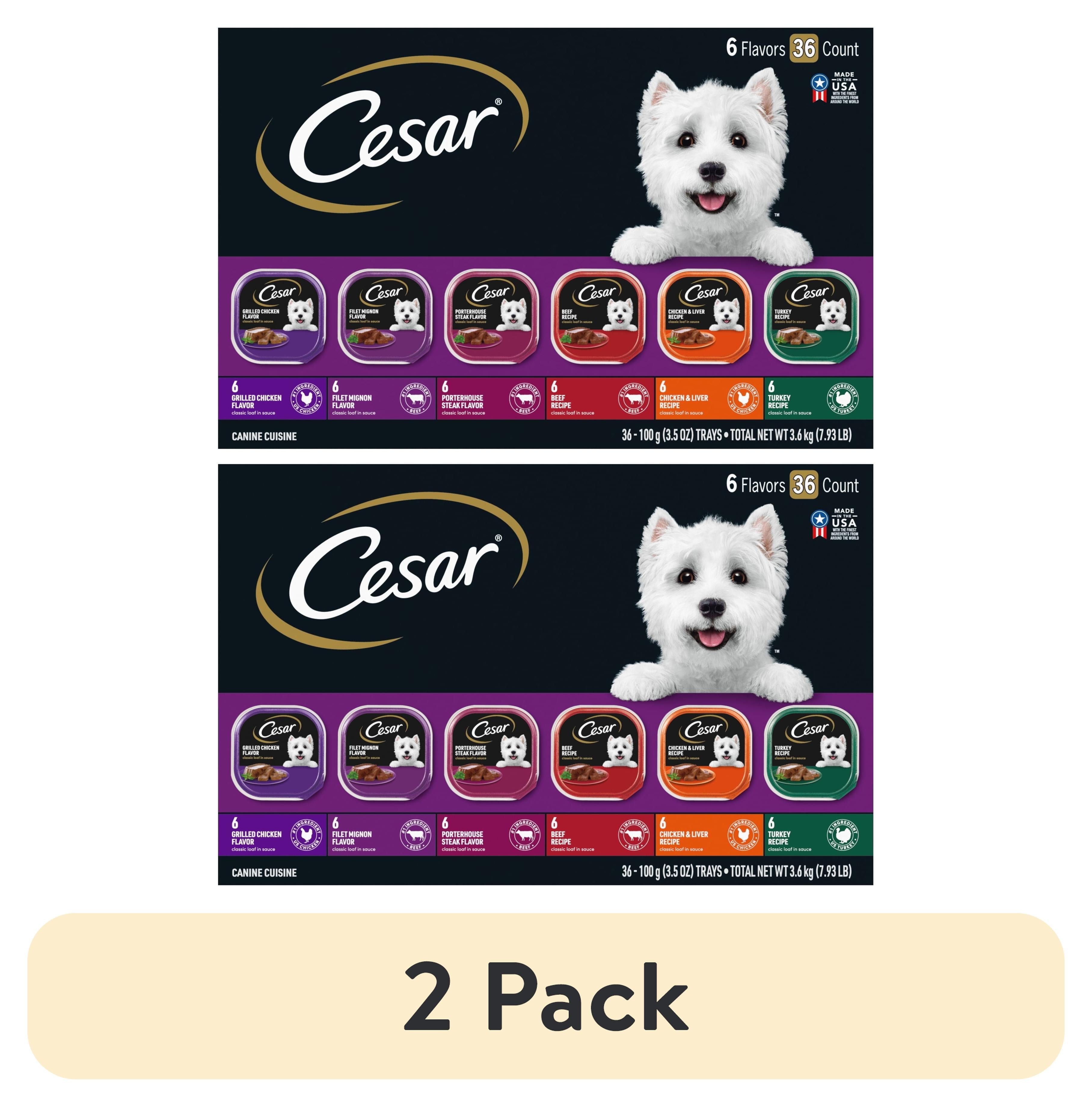 (2 pack) Cesar Classic Loaf In Sauce Wet Dog Food Variety Pack, 3.5 Oz ...