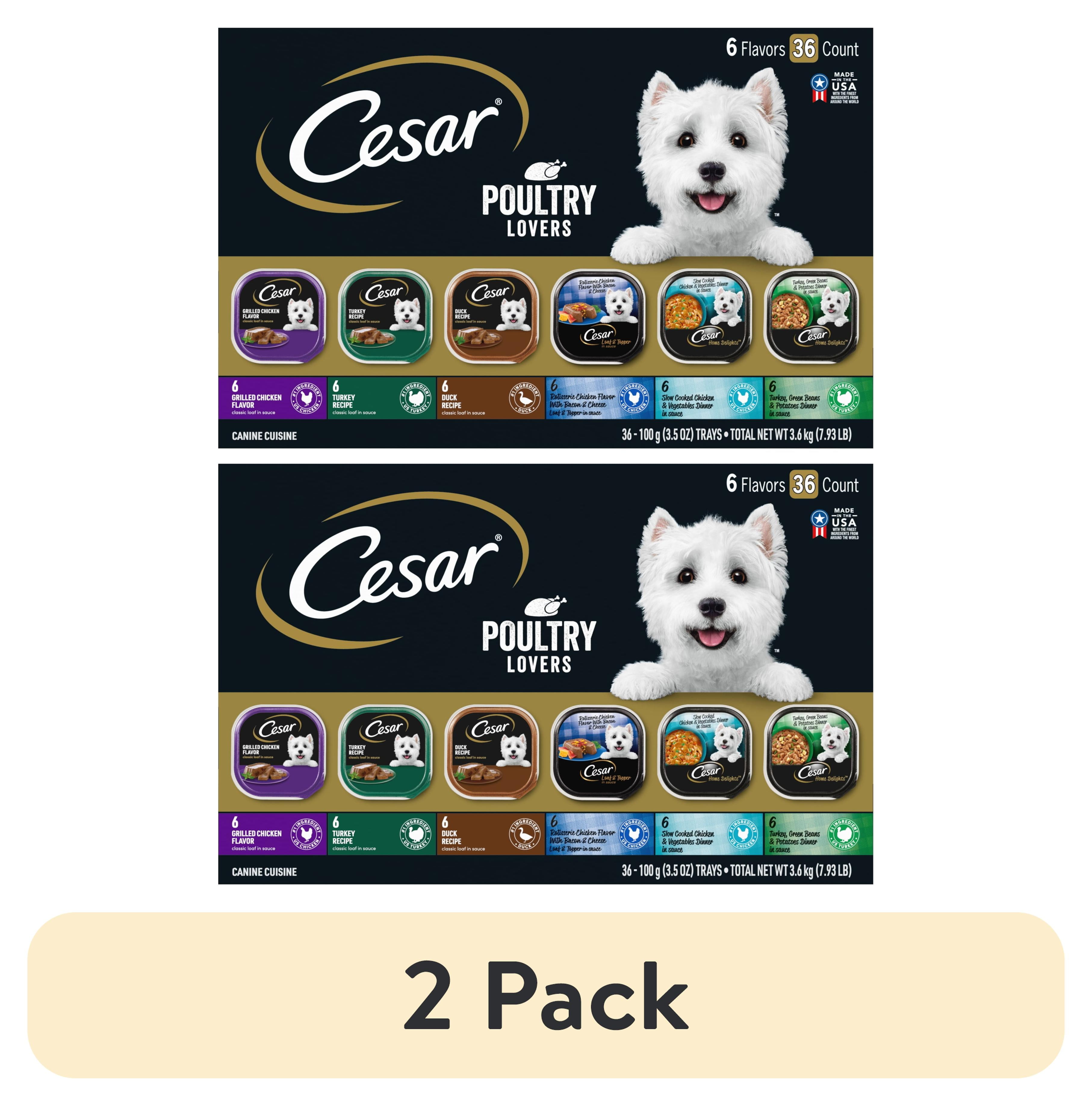 (2 pack) Cesar Poultry Lovers Wet Dog Food Variety Pack, 3.5 Oz Trays (36 Pack) - Walmart.com