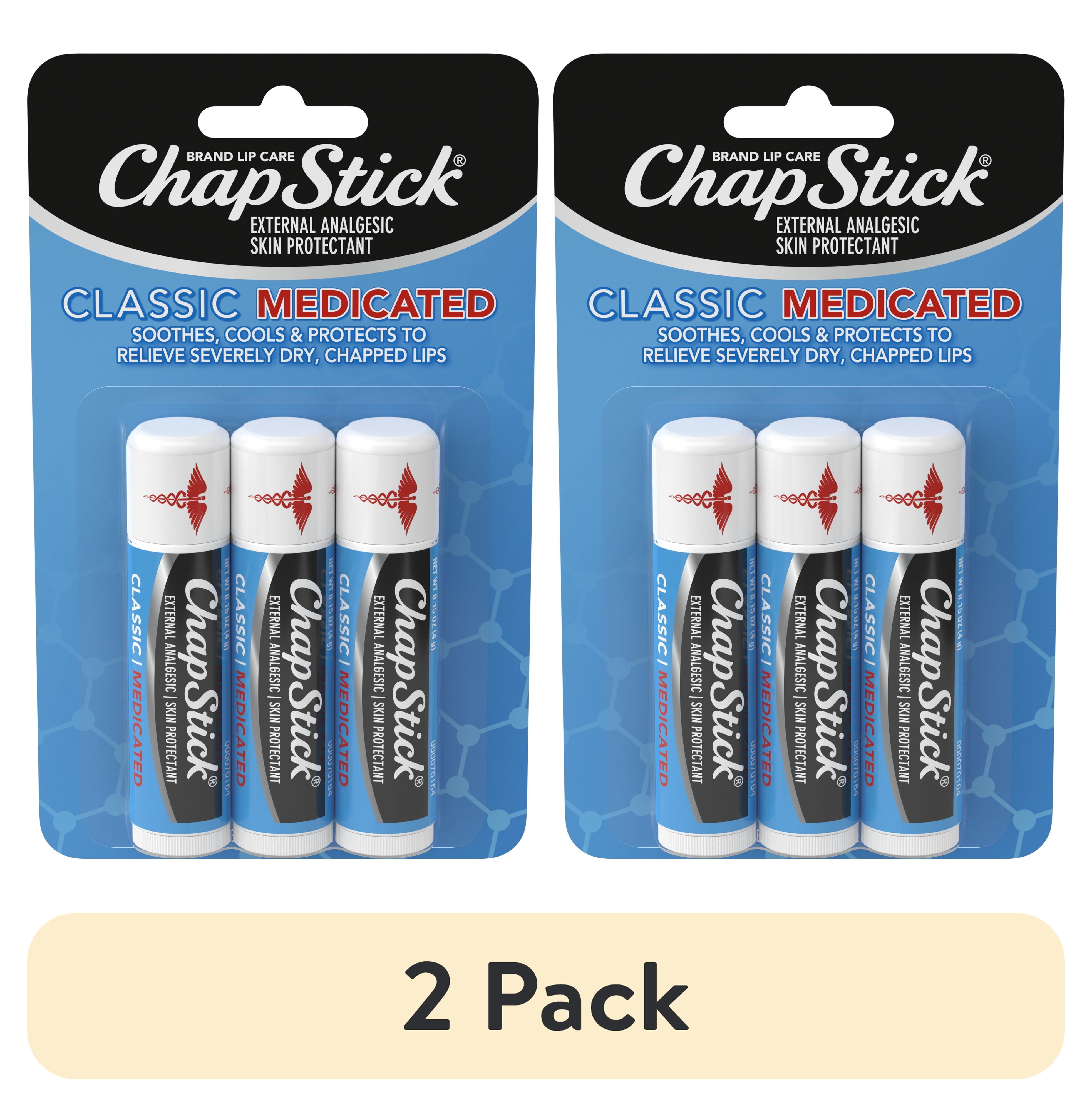 (2 pack) ChapStick Classic Medicated Lip Balm Tube, Soothing & Hydrating, 0.15 oz, 3 Pack ...