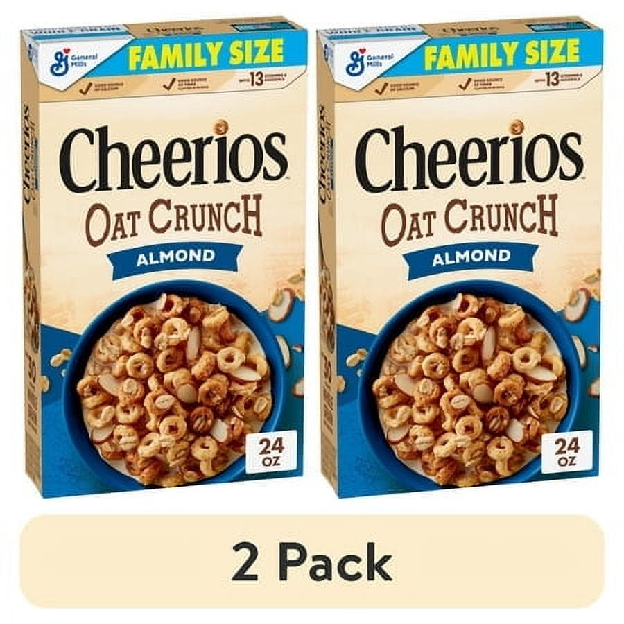 (2 pack) Cheerios Oat Crunch Almond Breakfast Cereal, Made with Whole ...