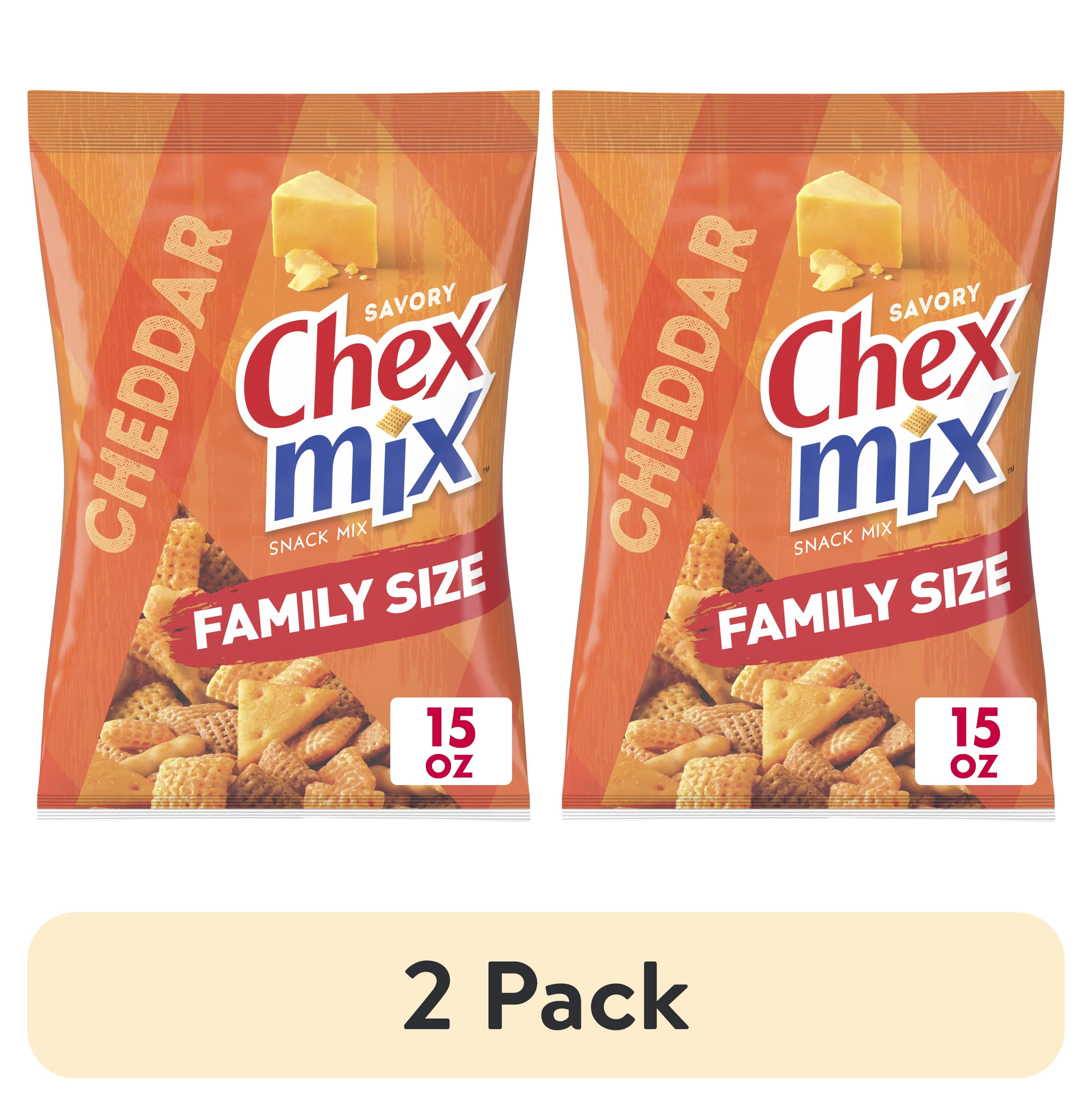 (2 pack) Chex Mix Cheddar Savory Snack Mix, Family Size, 15 oz Bag ...