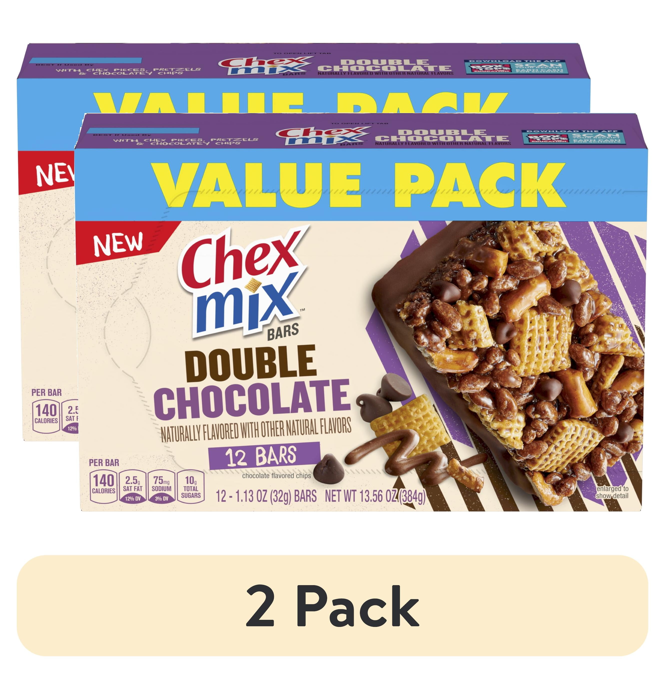 (2 pack) Chex Mix Treat Bars, Double Chocolate, Snack Bars, 12 ct ...