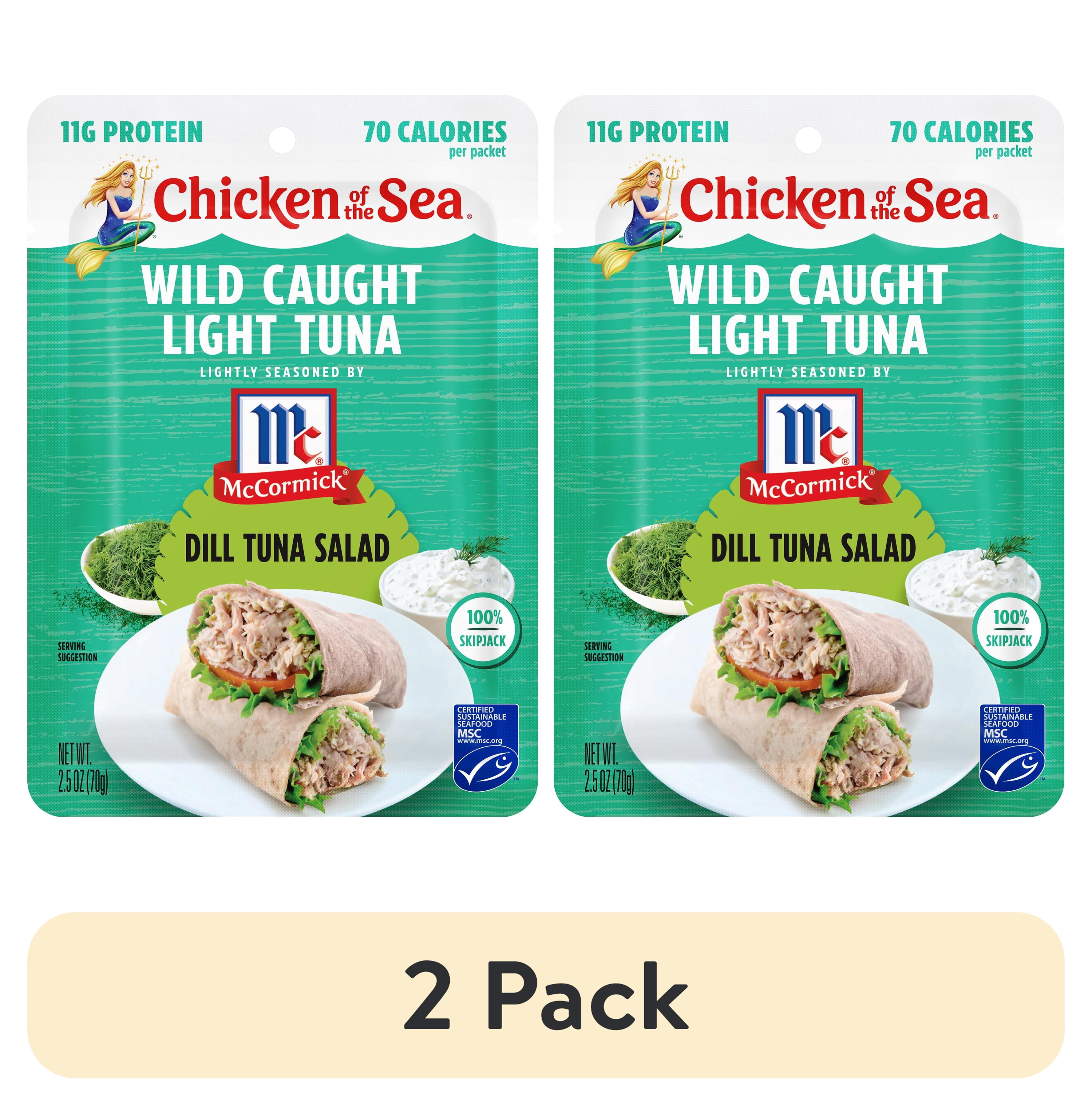 (2 pack) Chicken of the Sea Wild Caught Light Tuna Packet, Dill Tuna ...