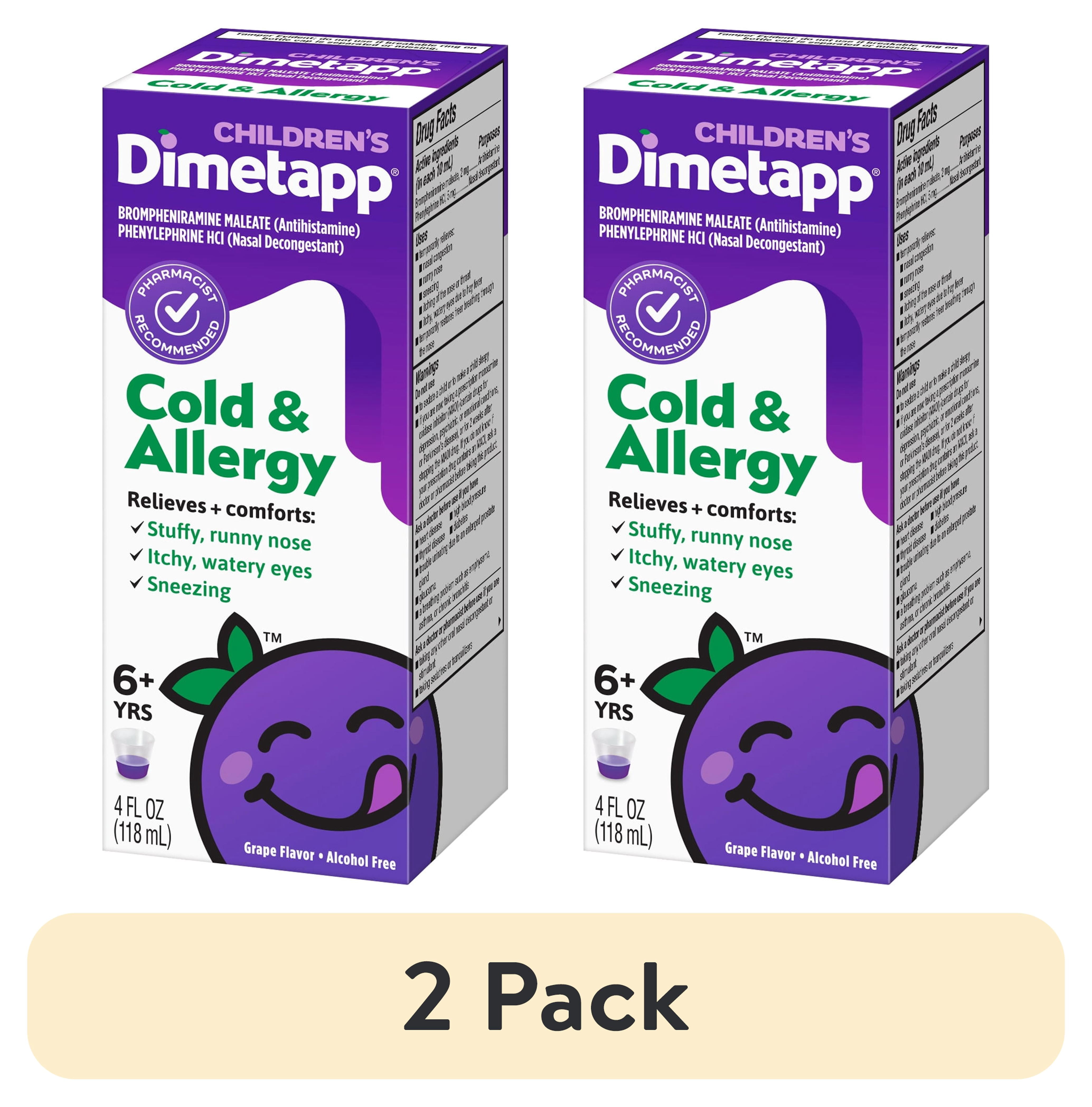 (2 pack) Children's Dimetapp, Cold and Flu Multi-Symptom Relief Liquid ...