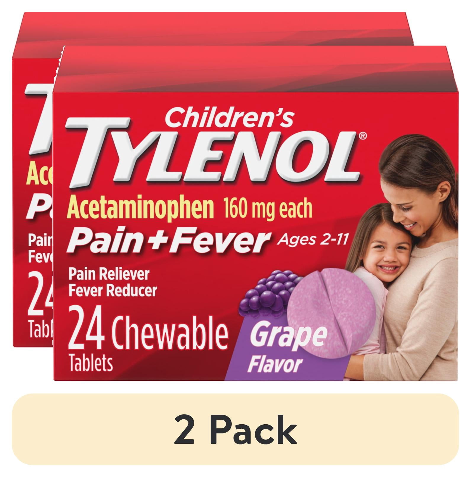 (2 pack) Children's Tylenol Chewables with 160 mg Acetaminophen, Grape ...