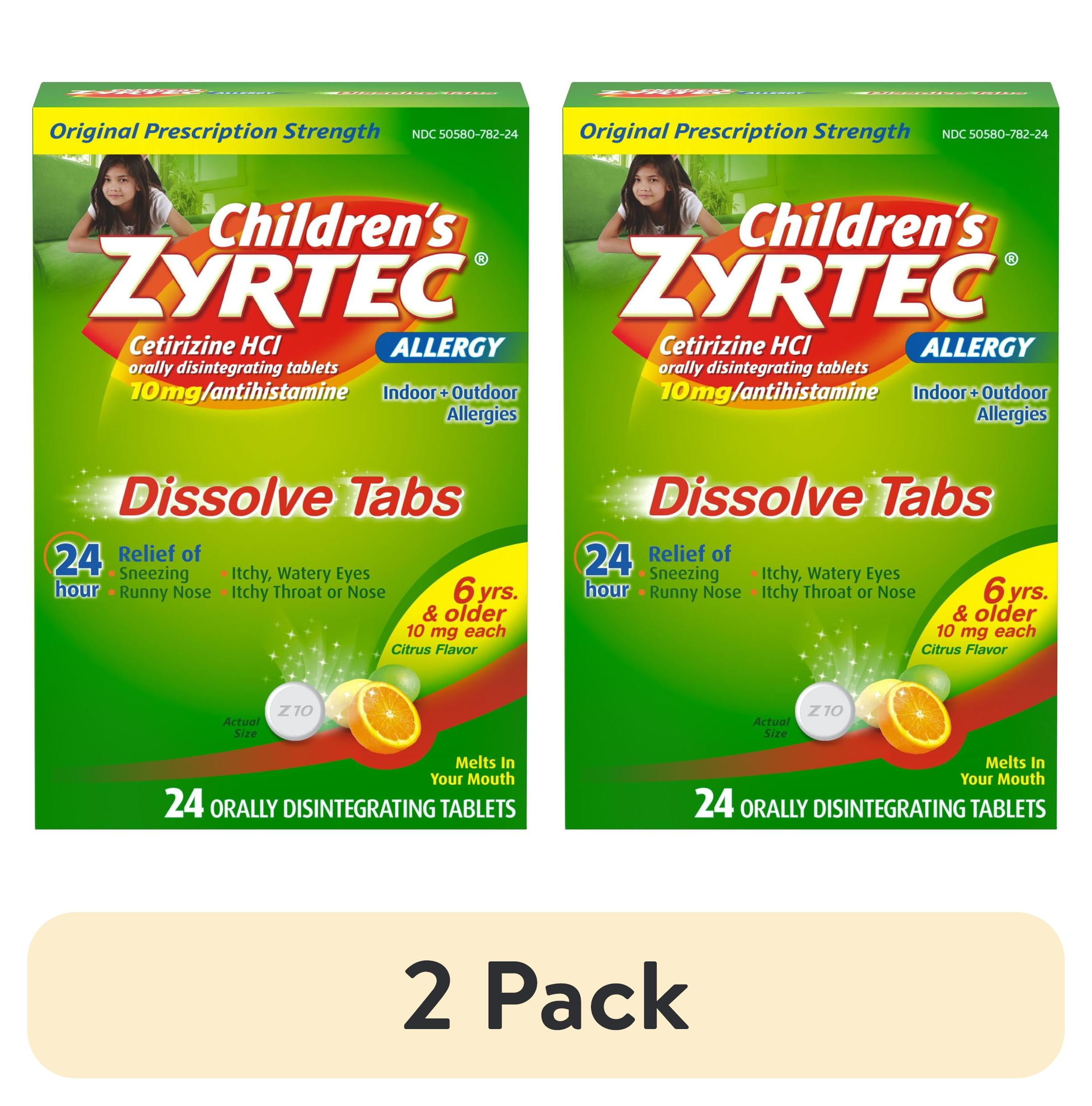 (2 pack) Children's Zyrtec 24 Hr Allergy Relief Dissolve Tablets ...