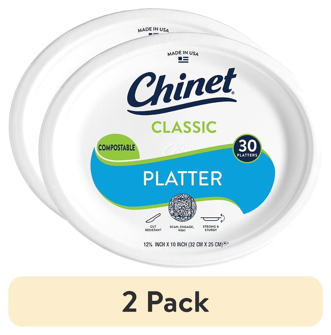 (2 pack) Chinet Classic® Premium Disposable Paper Platters 12 ⅝ x 10 ...
