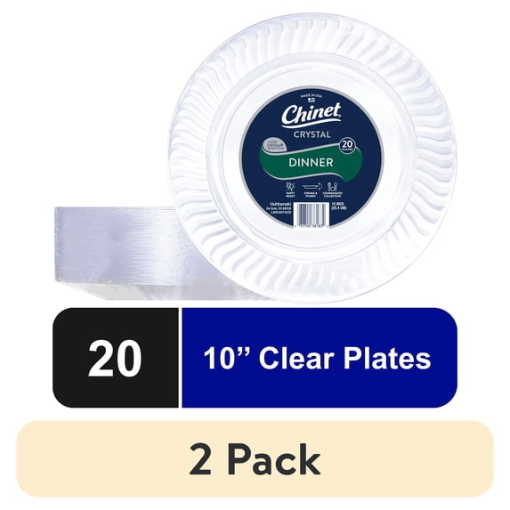 (2 pack) Chinet Crystal® Premium Plastic Dinner Plates, 10", Clear, 20 ...