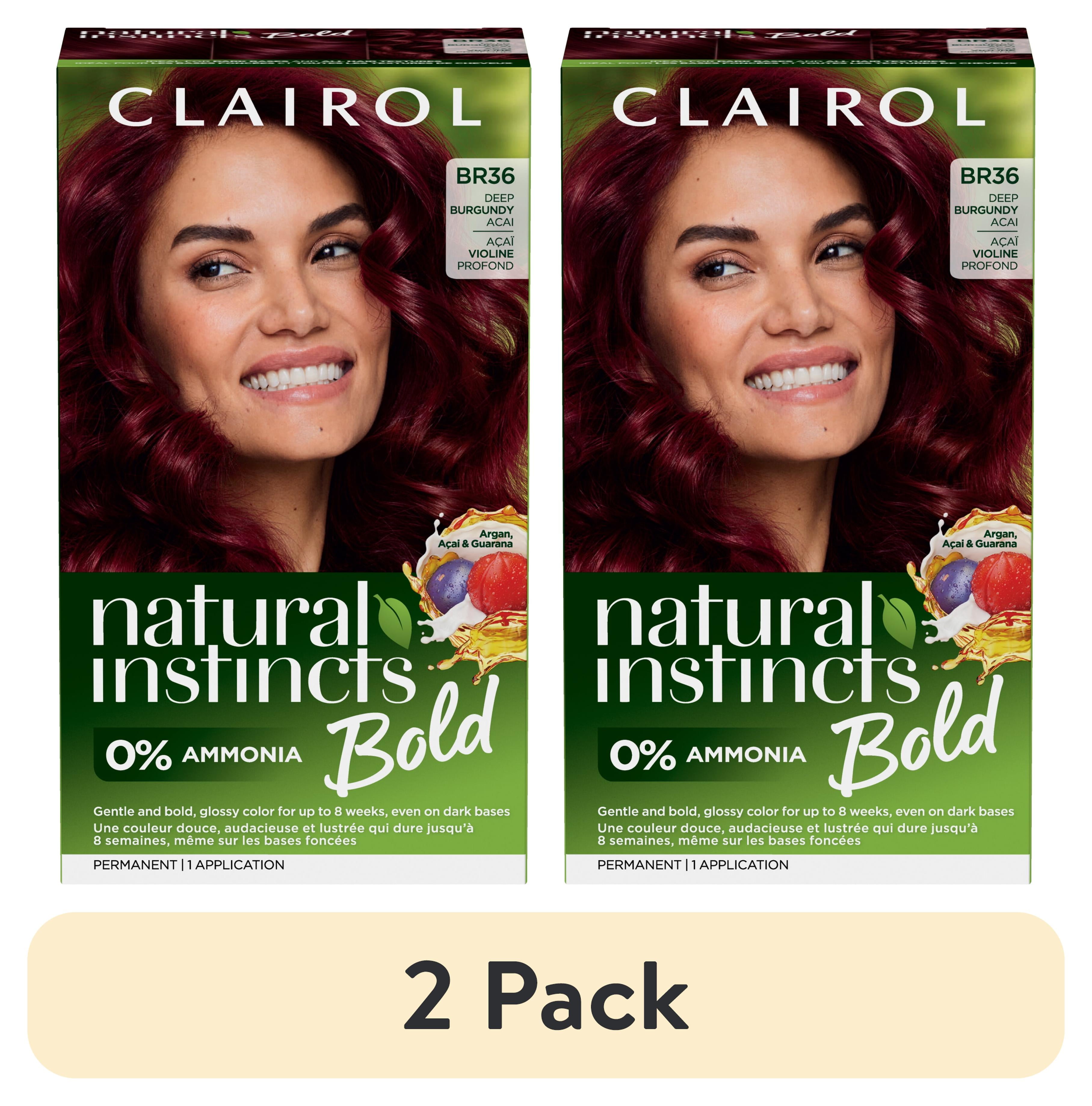 (2 pack) Clairol Natural Instincts Bold Hair Dye, Permanent Hair Color, BR36 Deep Burgundy Acai ...