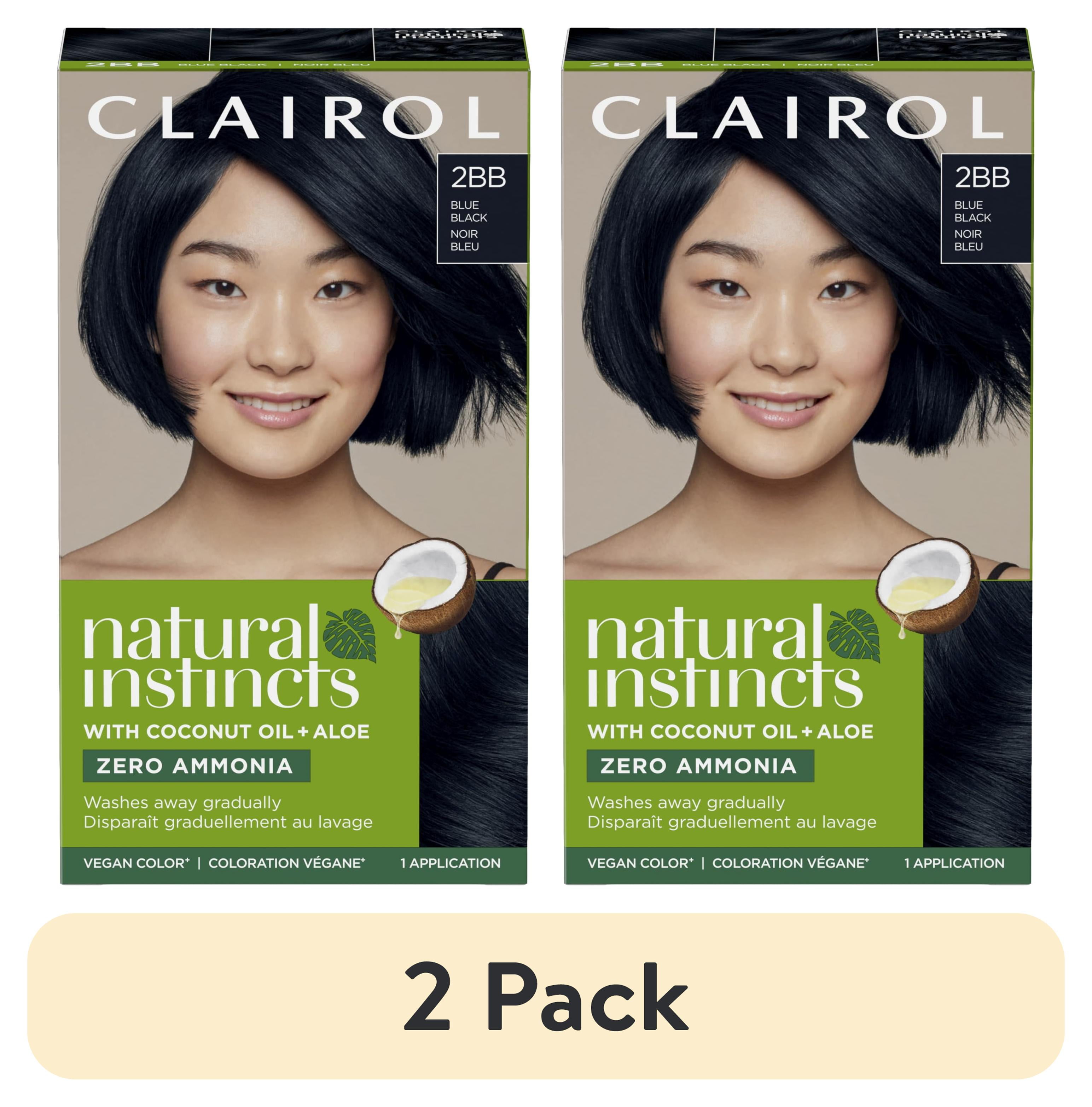 (2 pack) Clairol Natural Instincts Demi-Permanent Hair Color Creme, 2BB Blue Black, Hair Dye, 1 ...