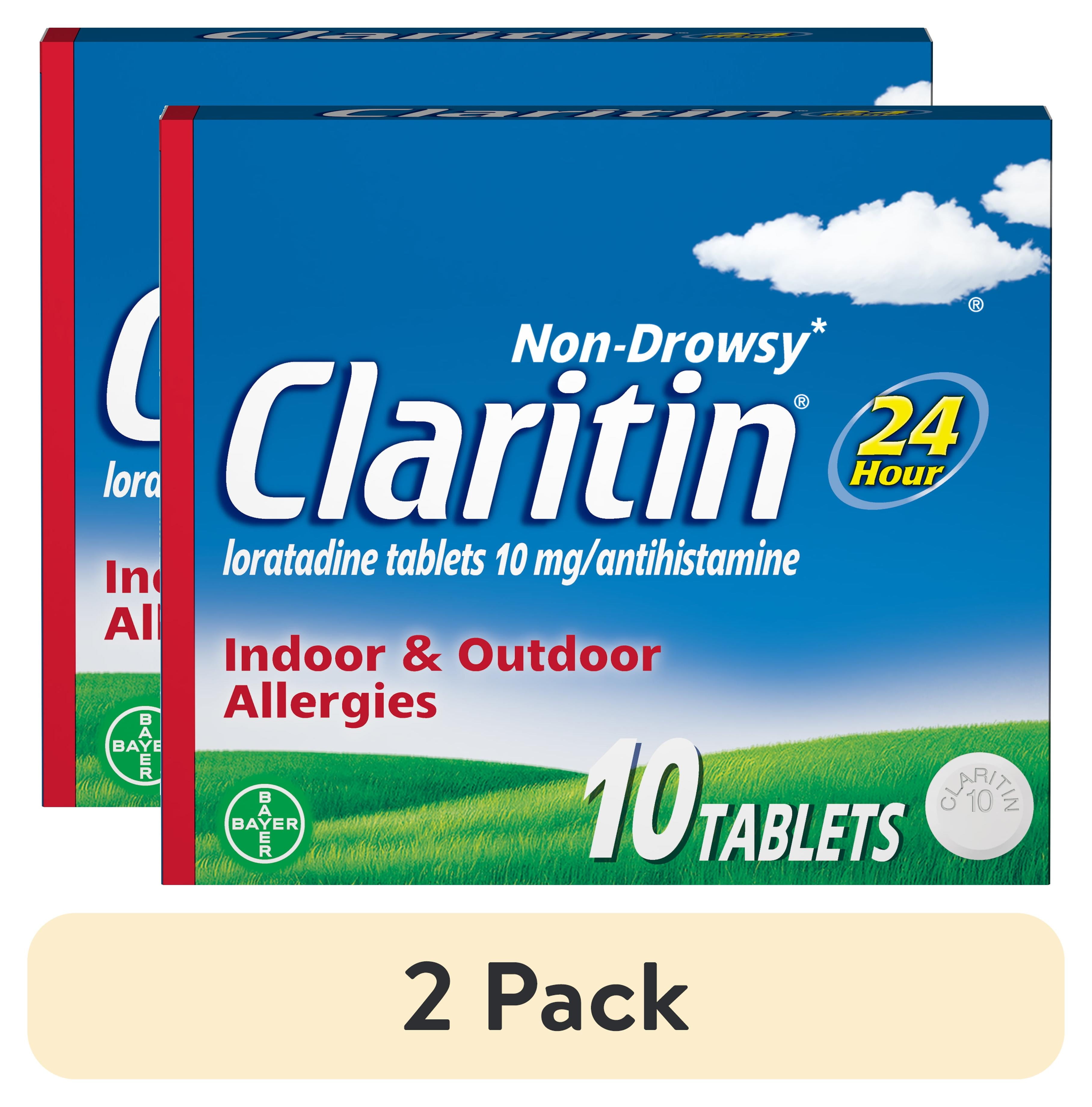 (2 pack) Claritin 24 Hour Non-Drowsy Allergy Medicine, Loratadine ...