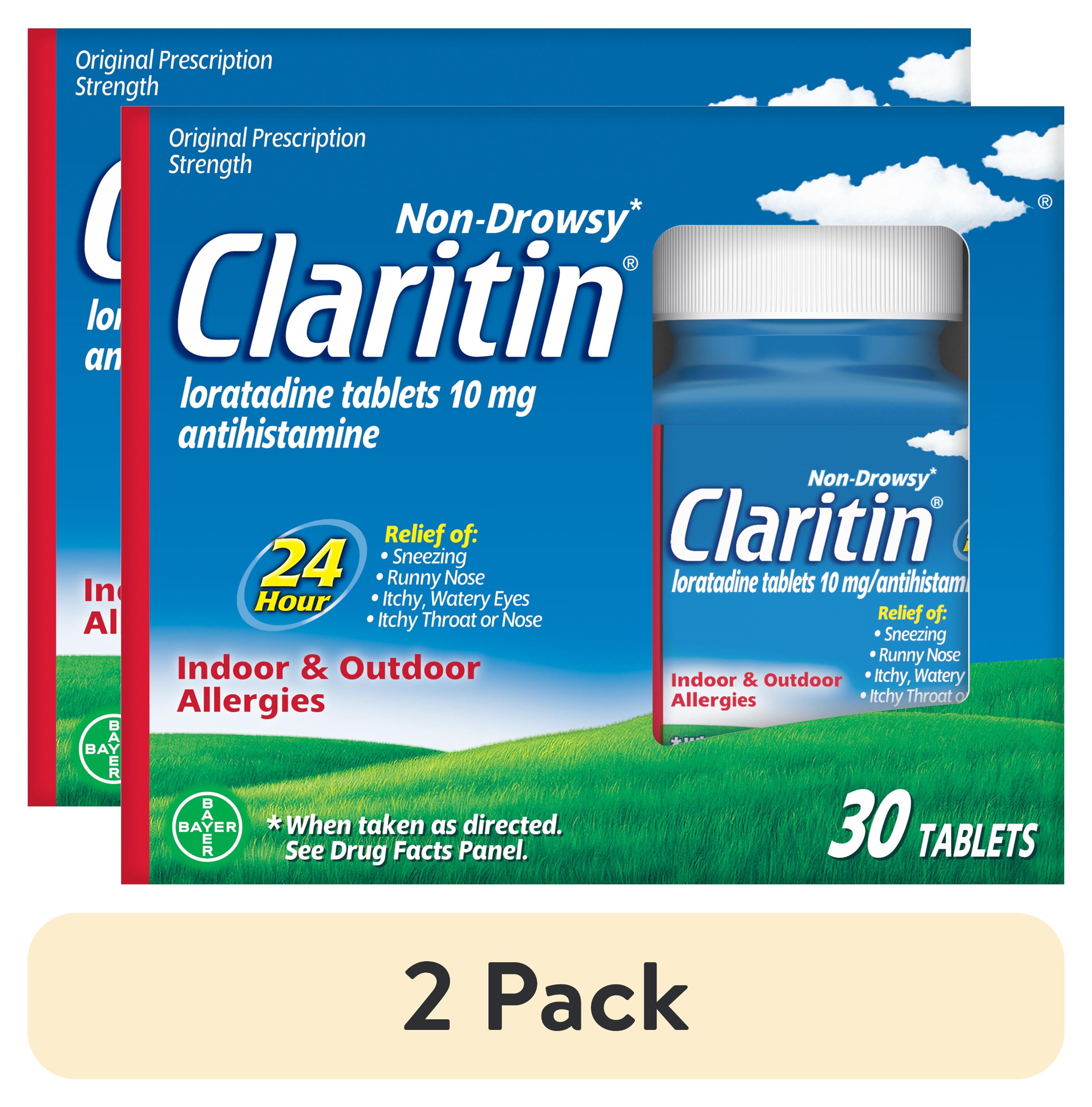 (2 pack) Claritin 24 Hour Non-Drowsy Allergy Medicine, Loratadine ...