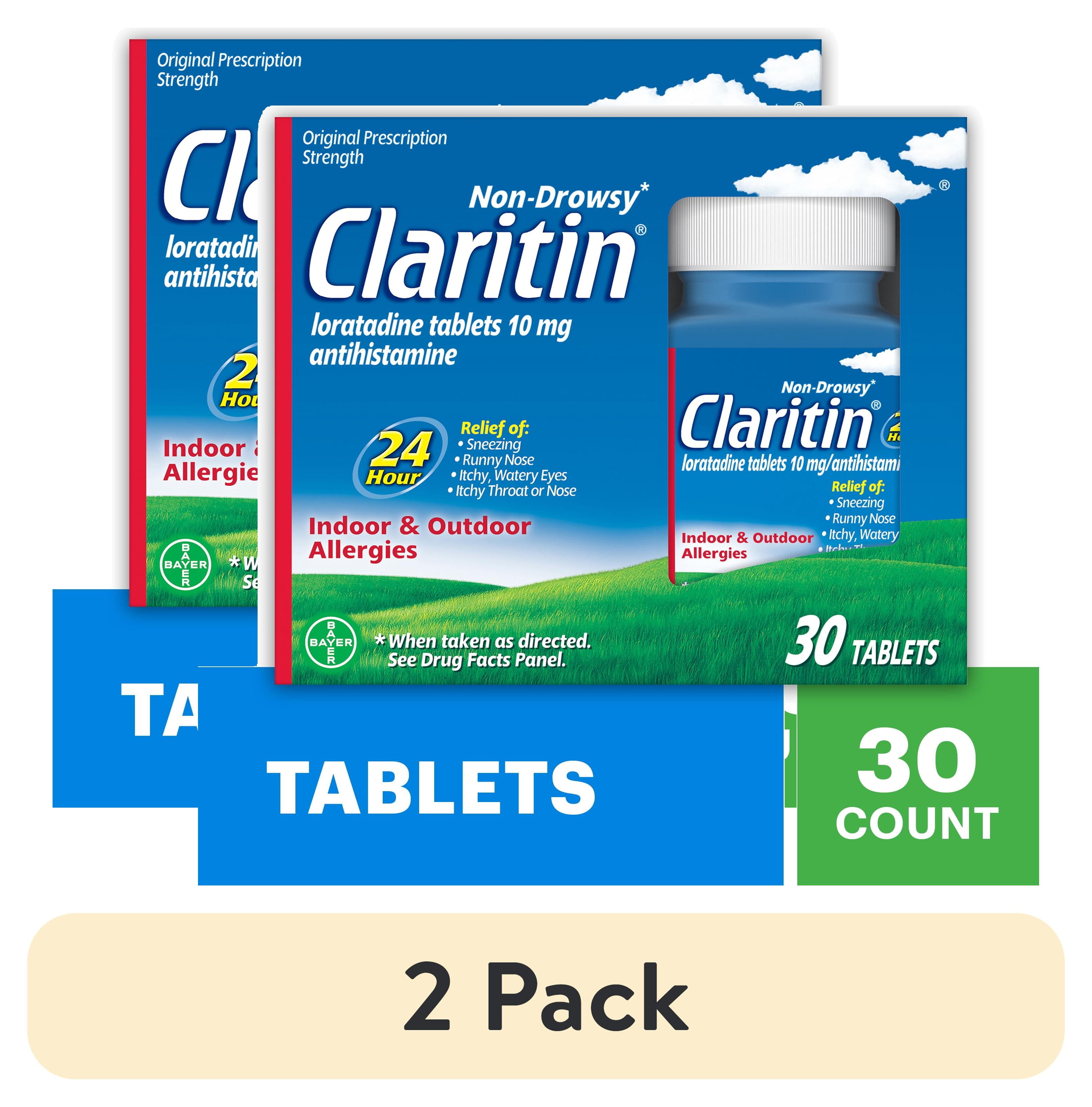 (2 pack) Claritin Allergy Relief 24 Hour Non-Drowsy Loratadine ...