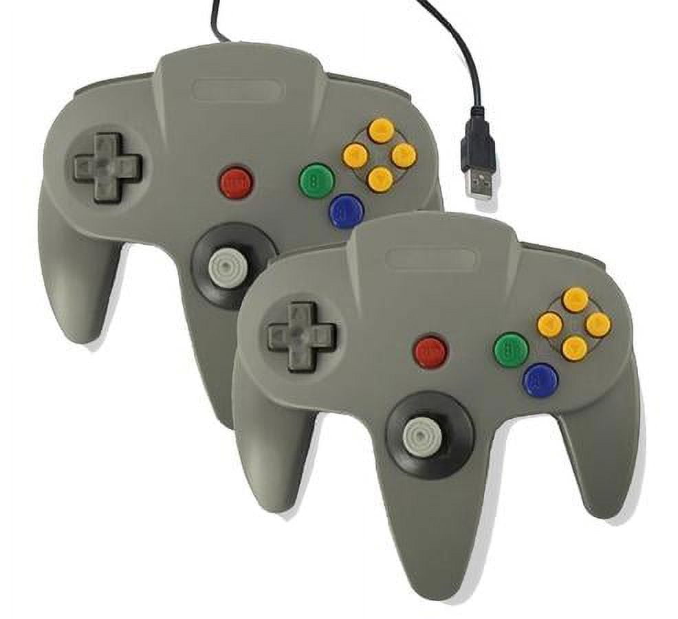 2 pack Classic Retro N64 Bit USB Wired Controller for PC - Gray+Gray ...