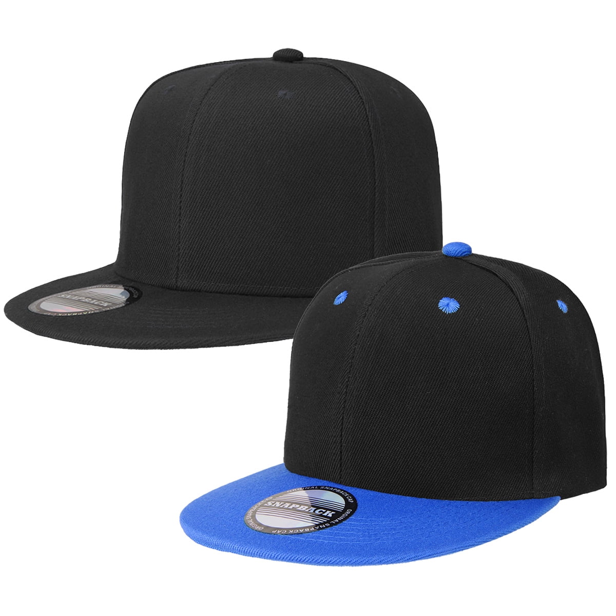Falari 2-Pack Snapback Hat, Classic Hip Hop Style, Adjustable Flat Bill ...