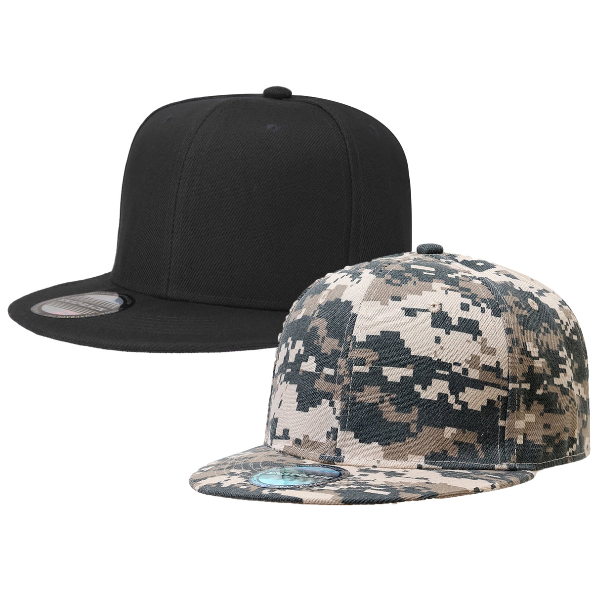 2-pack Classic Snapback Hat Cap Hip Hop Style Flat Bill Blank Solid ...