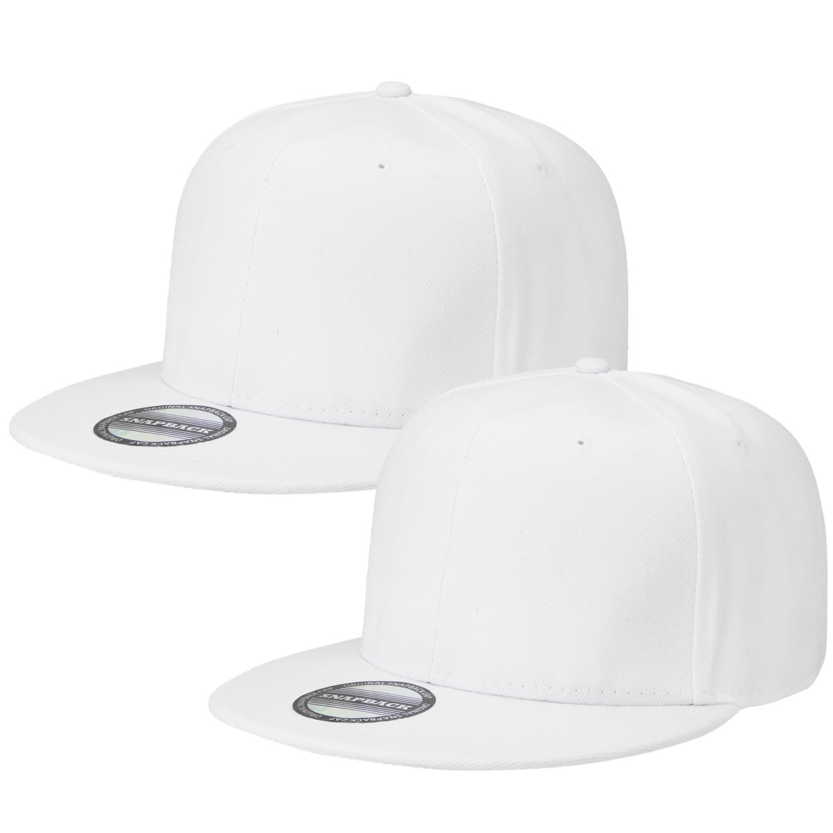 Falari 2-Pack Snapback Hat, Flat Bill, Adjustable Size, Solid White ...