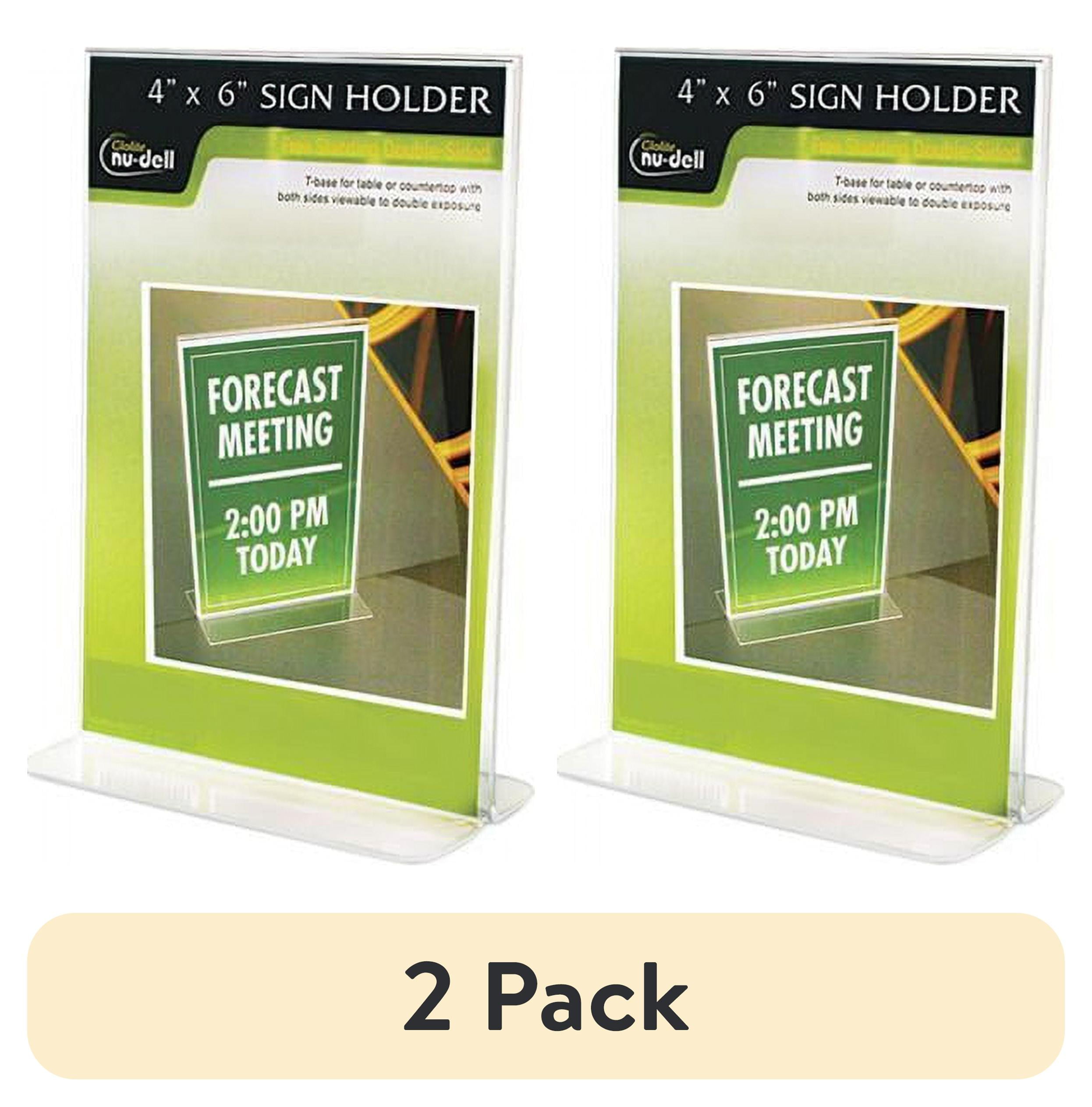 (2 pack) Clear Plastic Sign Holder, Free-Standing, 4 X 6 - Walmart.com