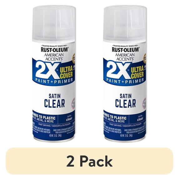 (2 pack) Clear, Rust-Oleum American Accents 2X Ultra Cover Satin Spray ...