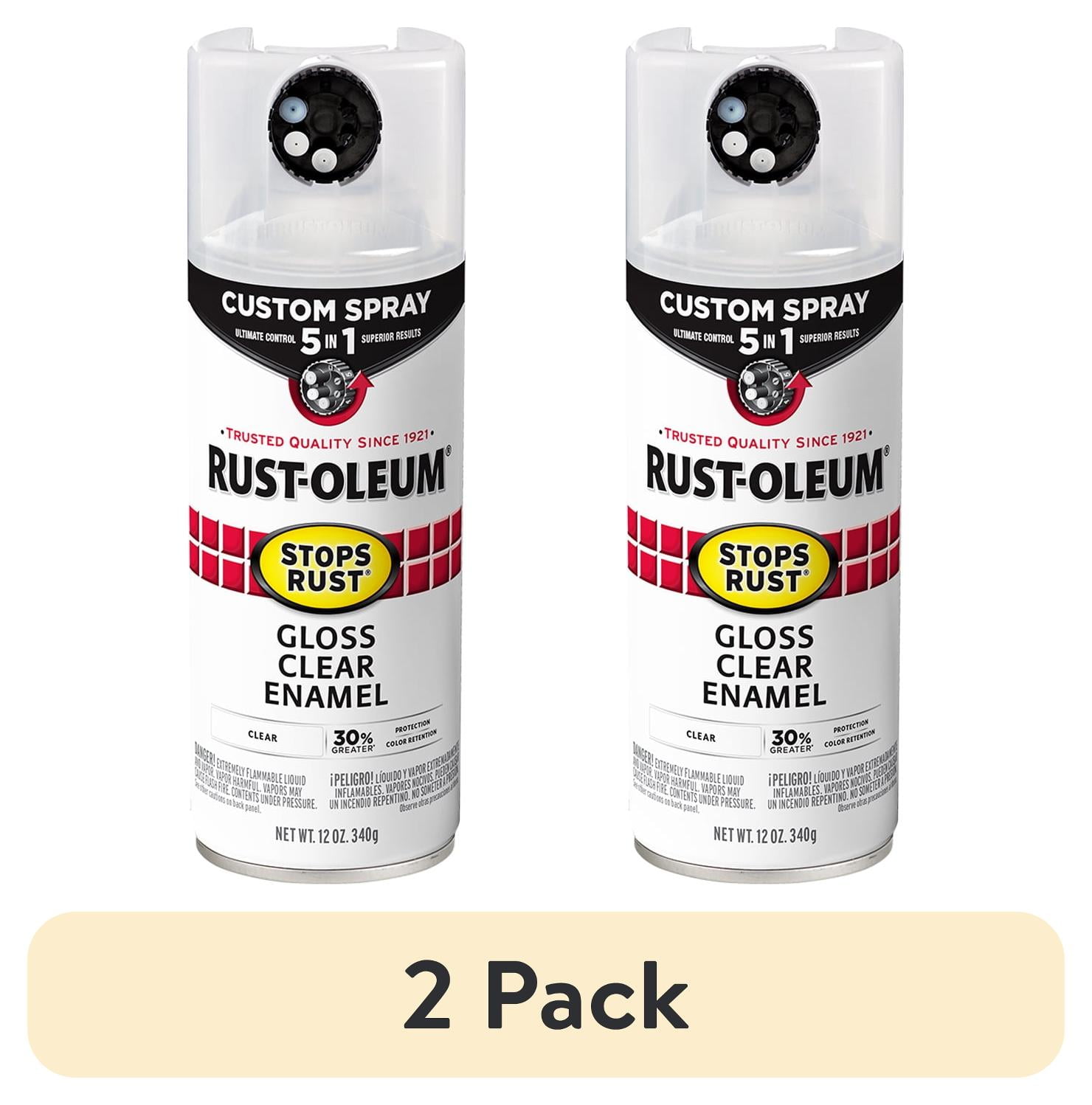 (2 pack) Clear, Rust-Oleum Stops Rust Custom Sprays 5 in 1 Gloss Spray ...