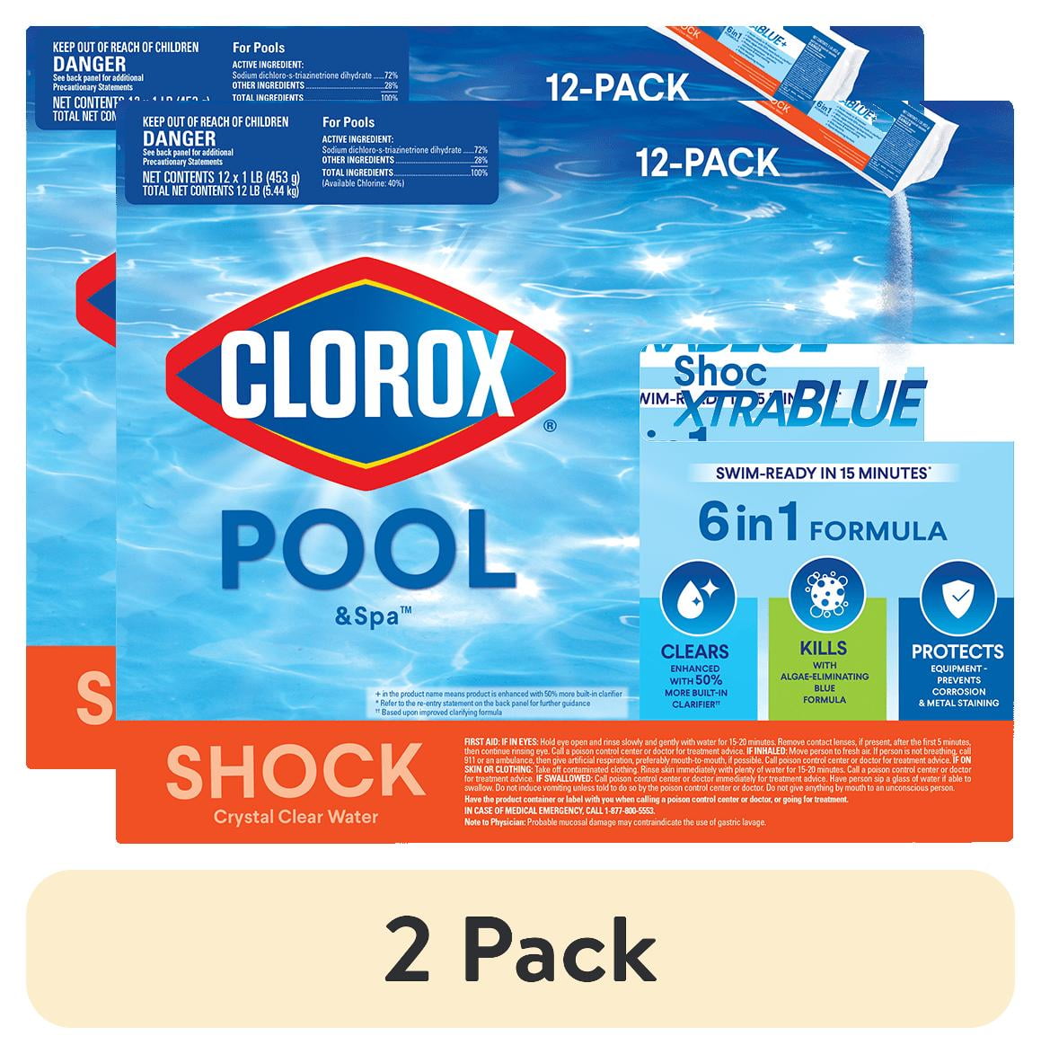 (2 pack) Clorox® Pool&Spa Shock XTRABLUE® Plus™, Kills Bacteria & Algae in Swimming Pools, Swim ...