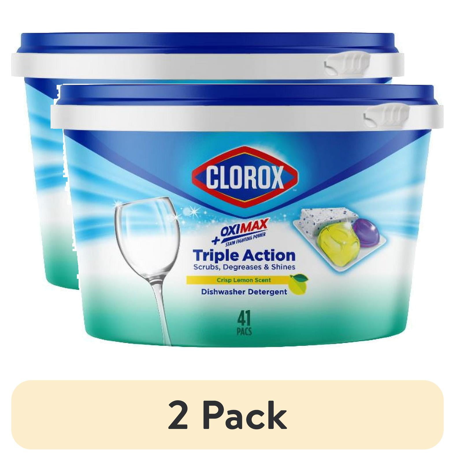 (2 pack) Clorox Triple Action + Oximax Dishwasher Detergent Pacs Lemon ...