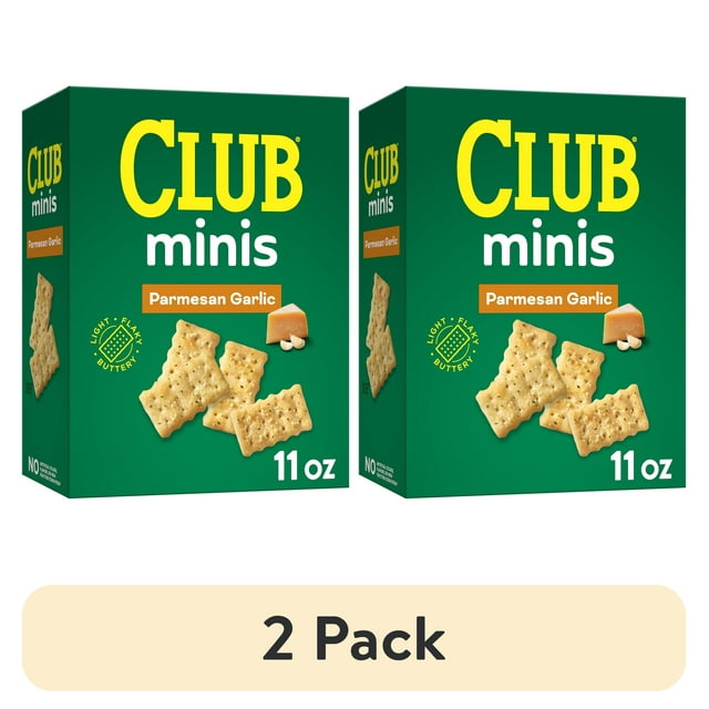 (2 pack) Club Minis Parmesan Garlic Mini Crackers, Lunch Snacks, 11 oz ...