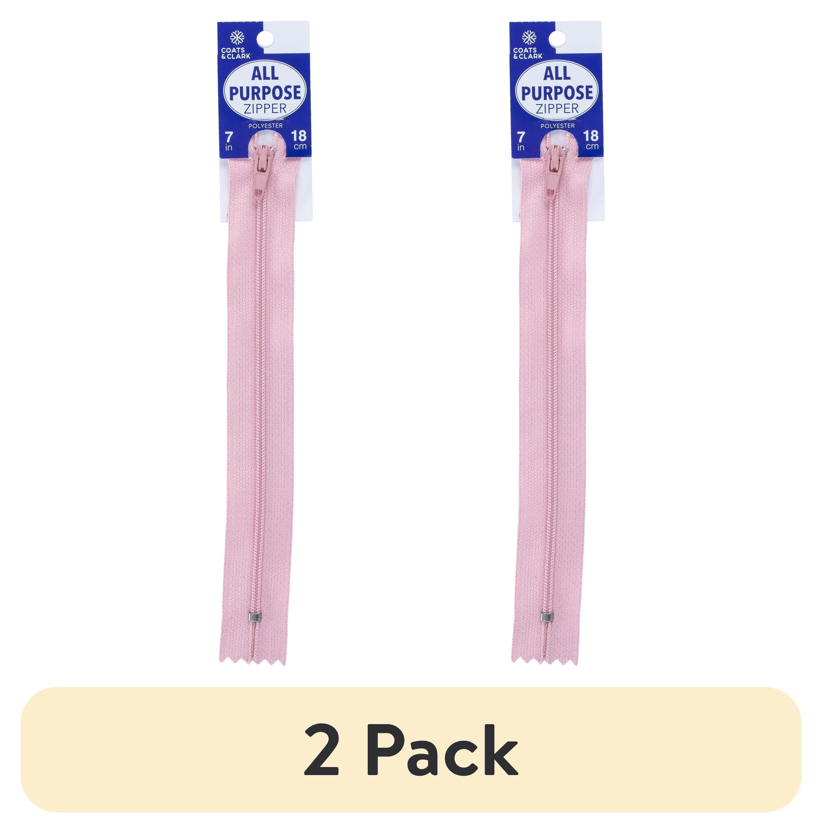 (2 pack) Coats & Clark 7" Pink Polyester All Purpose Sewing Zipper, 1 ...