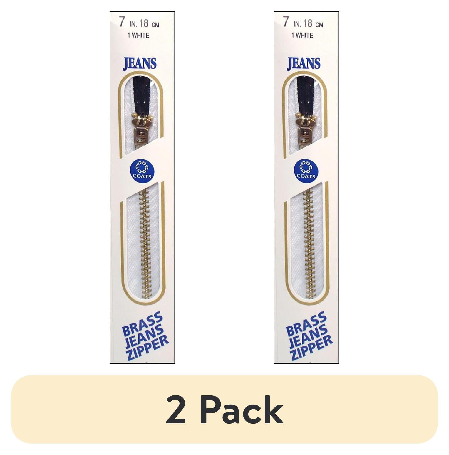 (2 pack) Coats & Clark Brass Jeans Sewing Zipper, 1 Each, 7" , White ...